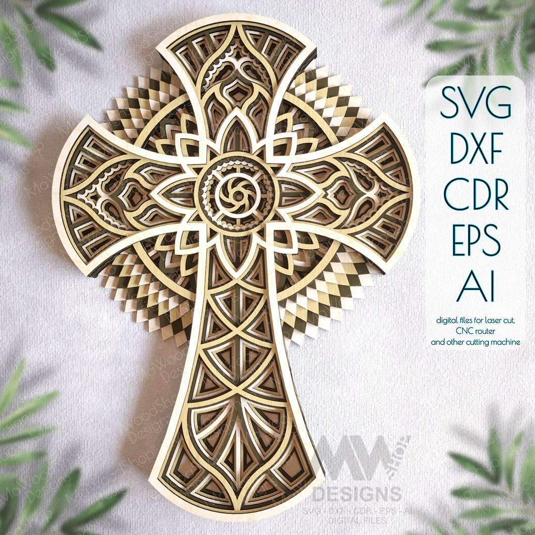 Layered Cross SVG, 3d svg Cross, Cricut Cross svg files, Las | Inspire ...