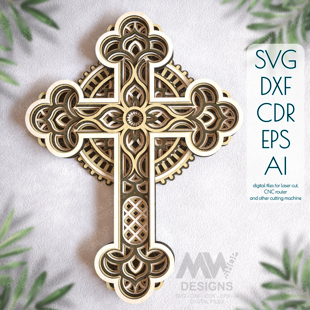 Layered Cross SVG, 3d svg Cross, Cricut Cross svg files, Las | Inspire ...
