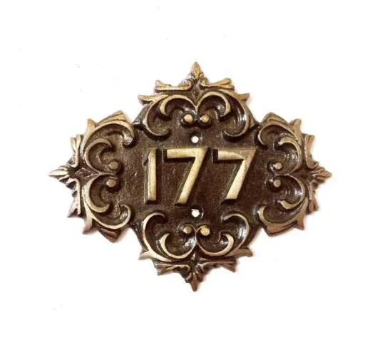 Cast iron address number plate 177 vintage door sign old fas | Inspire ...