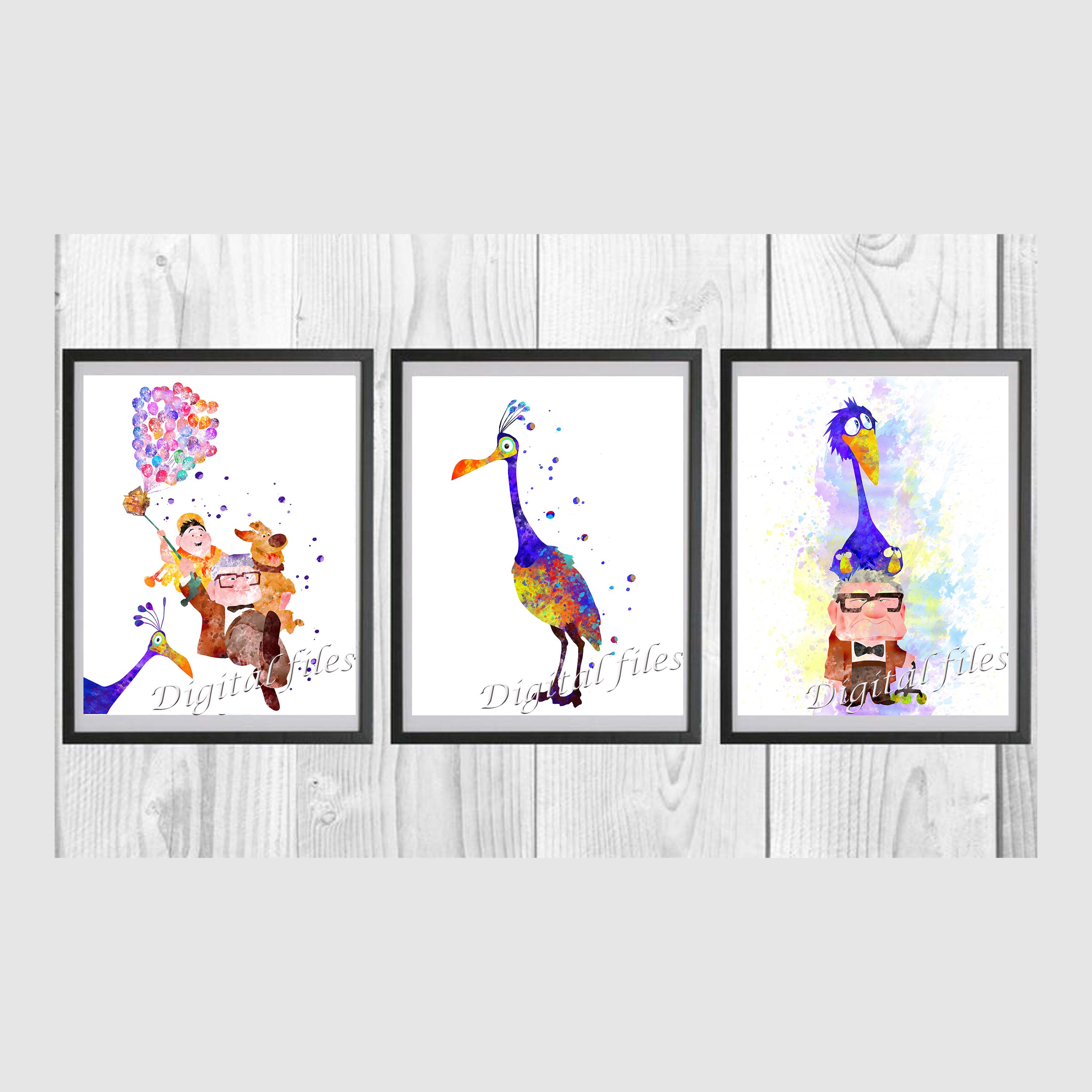 Carl Fredricksen Kevin Up Disney Set Art Print Digital Files - Inspire ...
