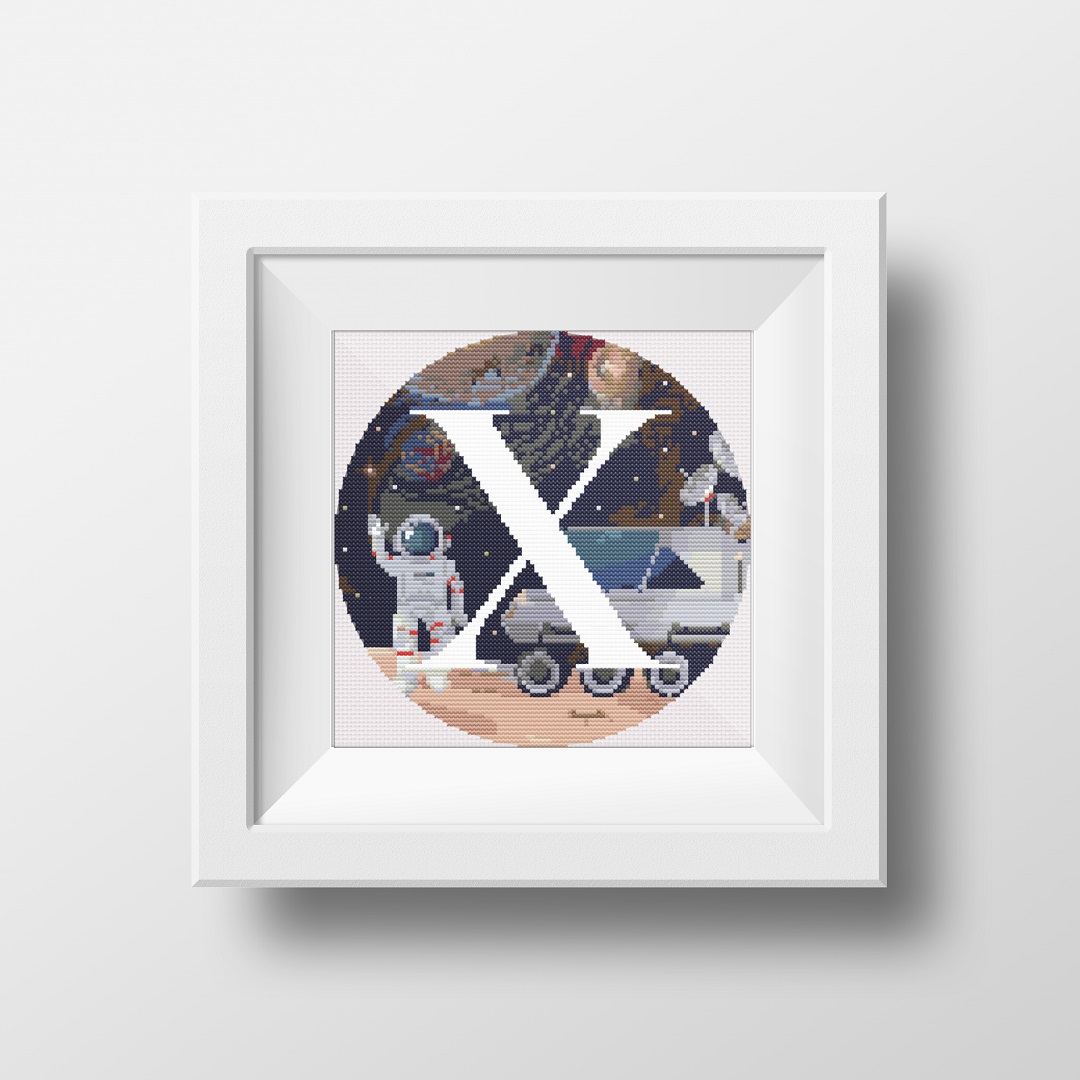 Cross stitch digital pattern space monogram letter X bright | Inspire ...