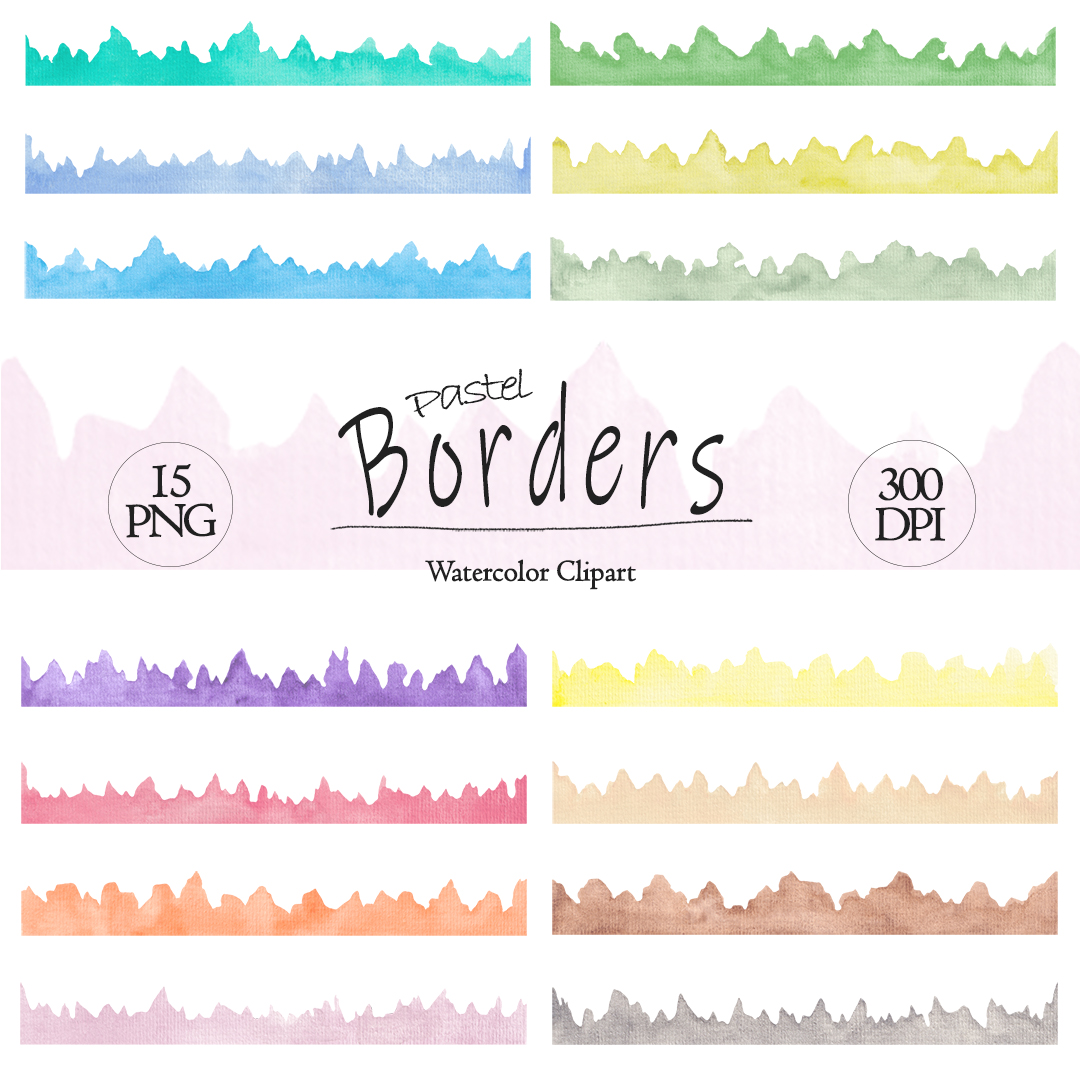 Watercolor borders clipart, 15 Hand painted borders PNG | Inspire Uplift