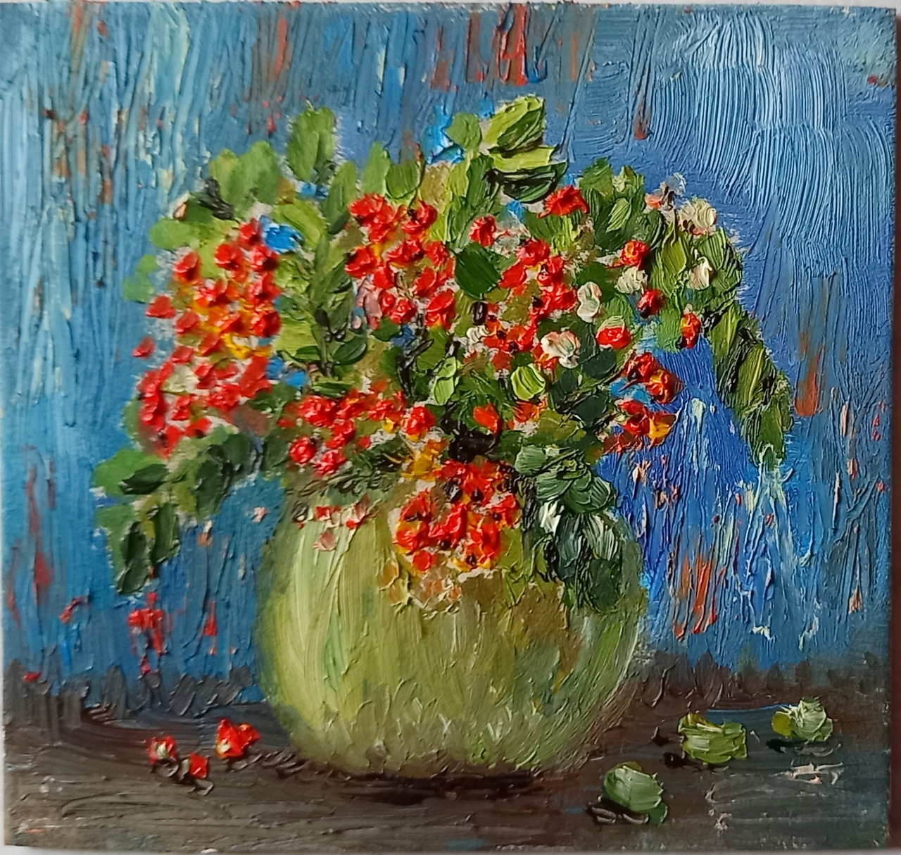 Rowan oil painting 4.7*5.1 inch still life in a vase by Yalo | Inspire ...