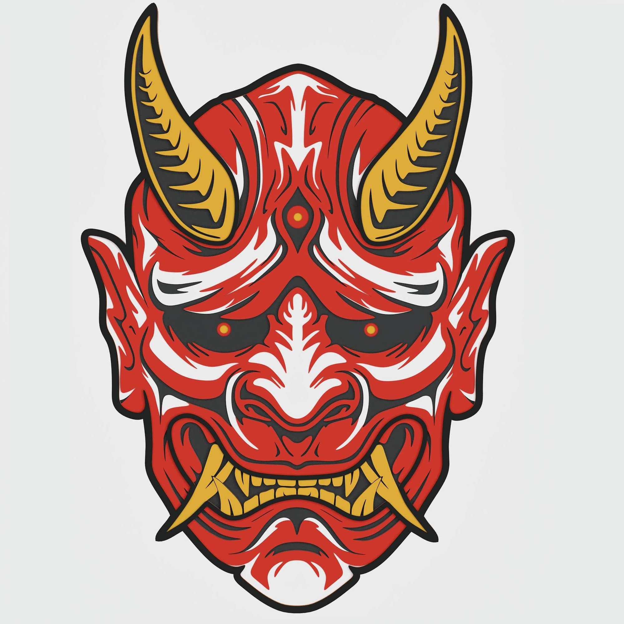 Layered Design of Japan Oni Mask for paper and laser cutting | Inspire ...