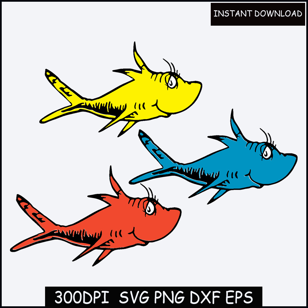 Fishs Svg, One Fish Two Fish Svg, Cat In The Hat Svg, Dr Hat - Inspire ...