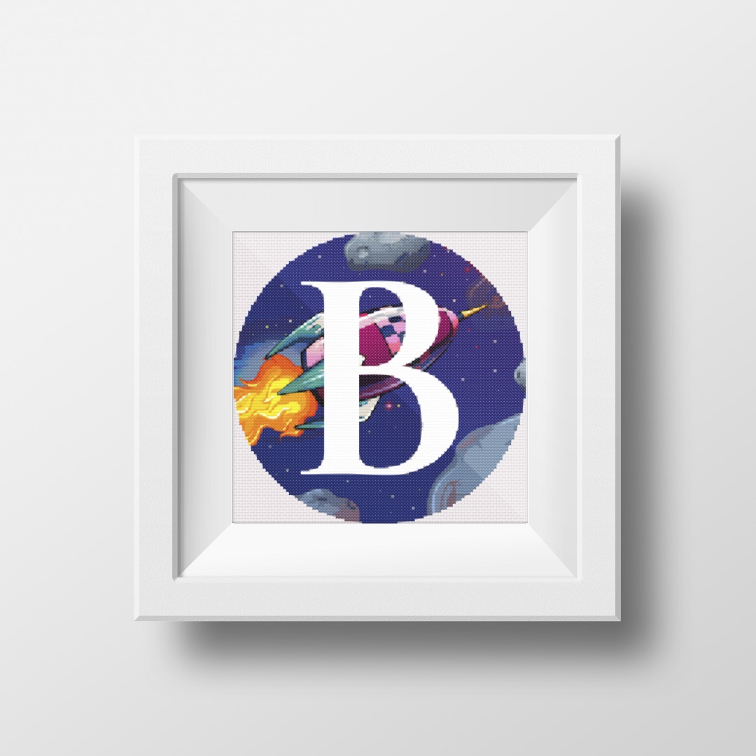 Cross stitch digital printable pattern space monogram letter | Inspire ...