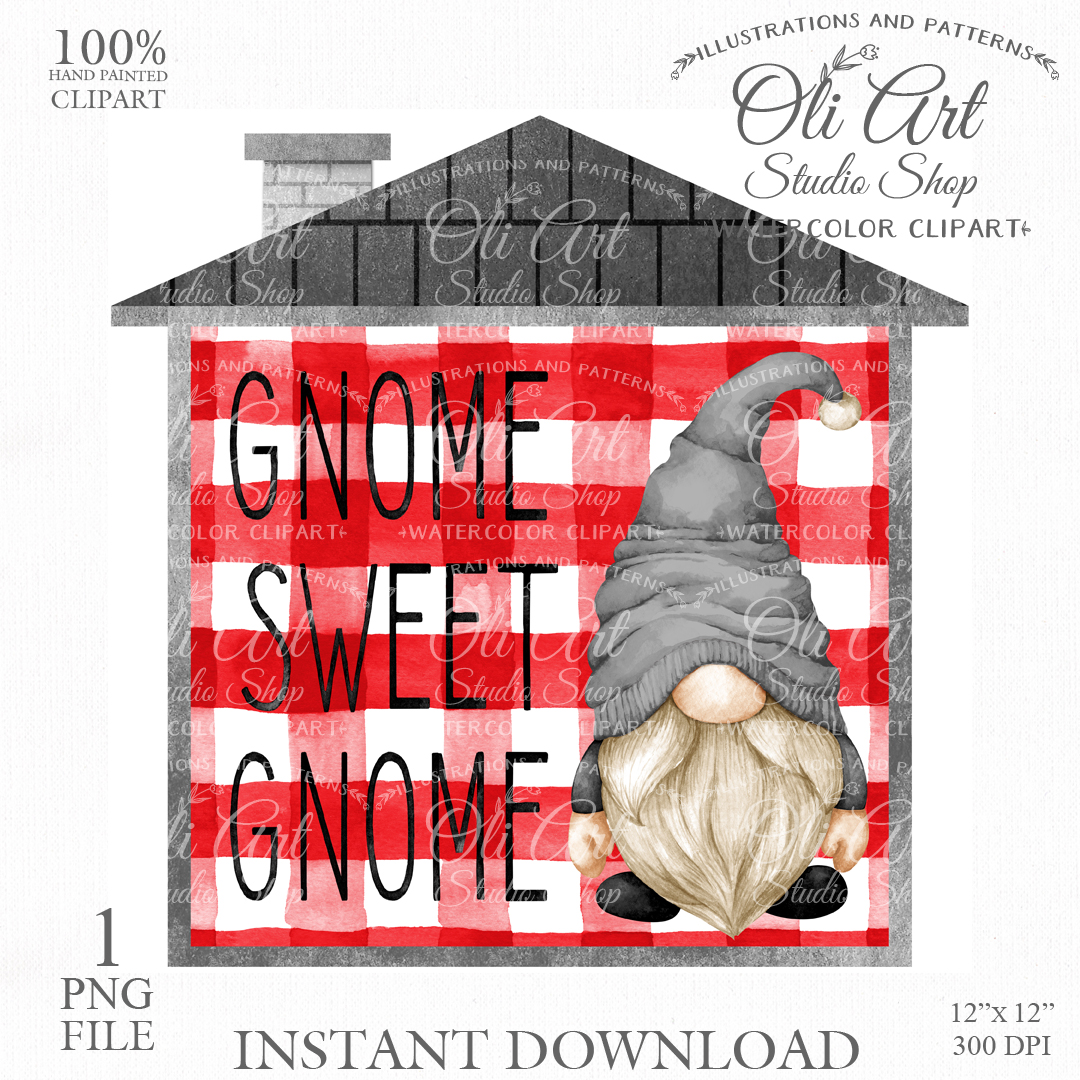 Gnome Sweet Gnome Clin Art. Cozy Gnomes. Design Digital Down | Inspire ...