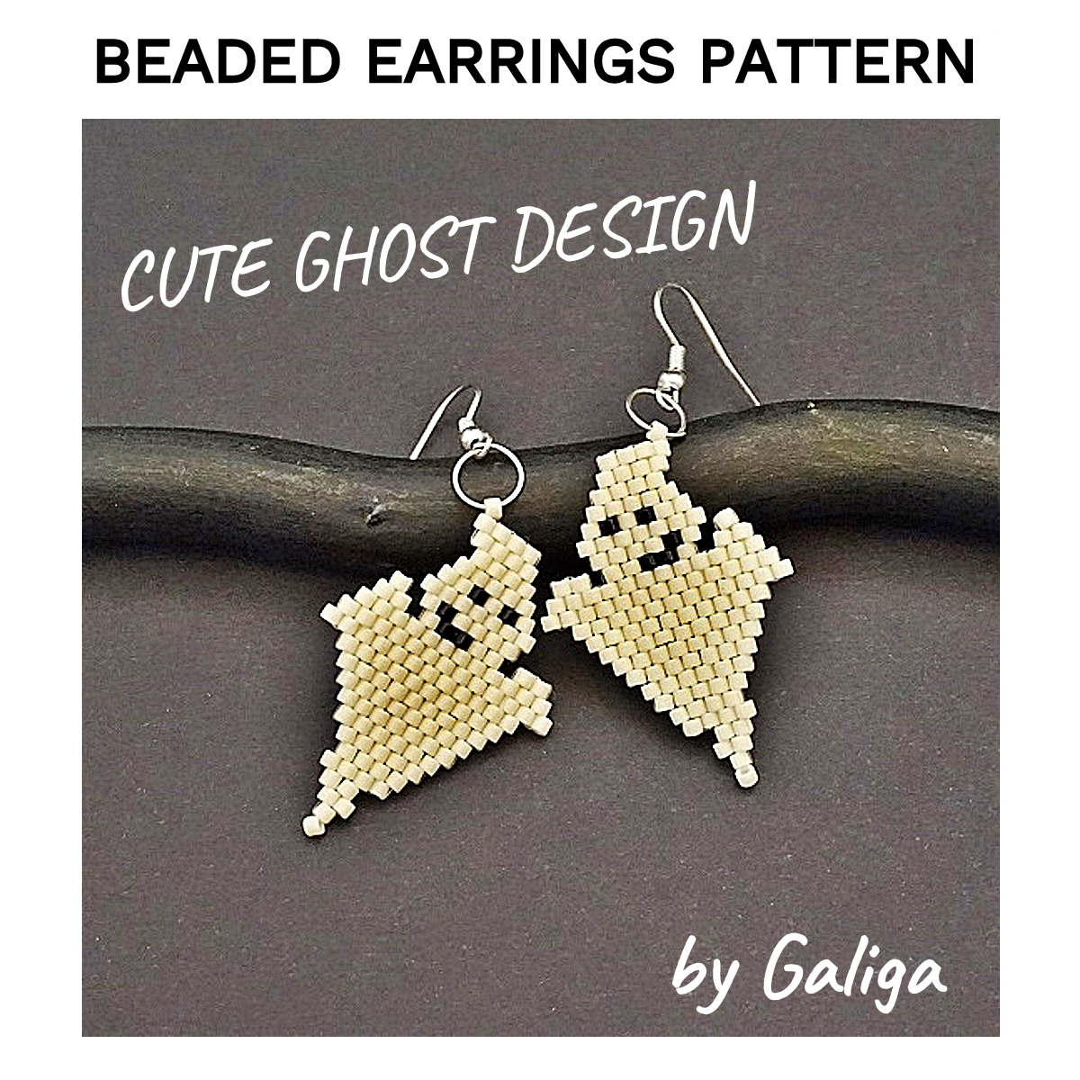 Happy Halloween Ghost Boo Beaded Earrings Pattern Brick Stit | Inspire Uplift