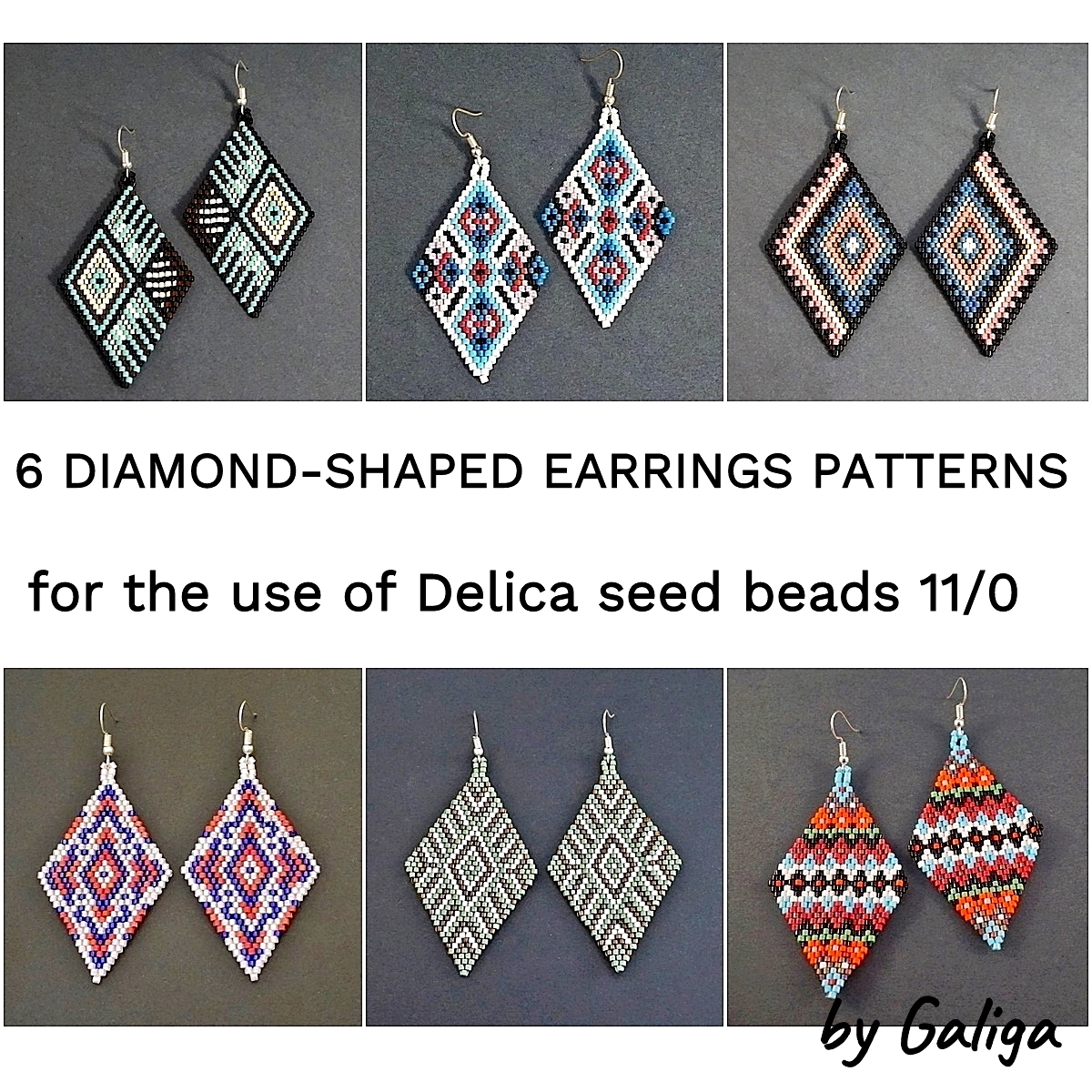 Seed Bead Earrings Patterns Set Brick Stitch Rhomb Beadwoven | Inspire ...