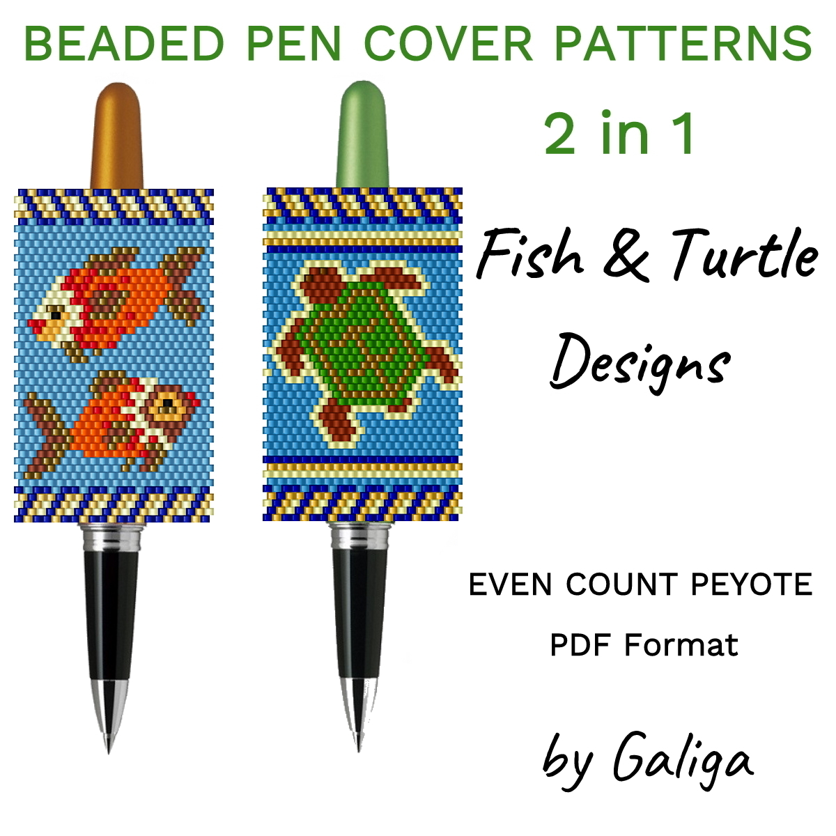 Fish Pen Cover Patterns Turtle Beaded Pen Wrap Seed Bead Pen | Inspire ...