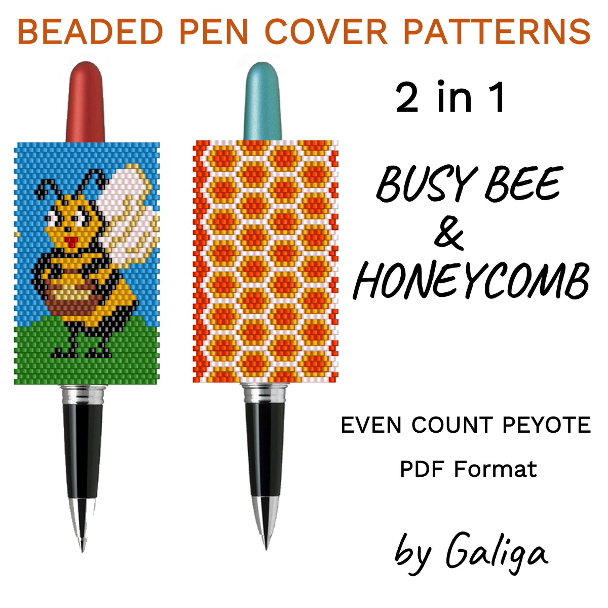 Honeycomb and Busy Bee Pen Cover Patterns For Beading DIY Ho | Inspire ...