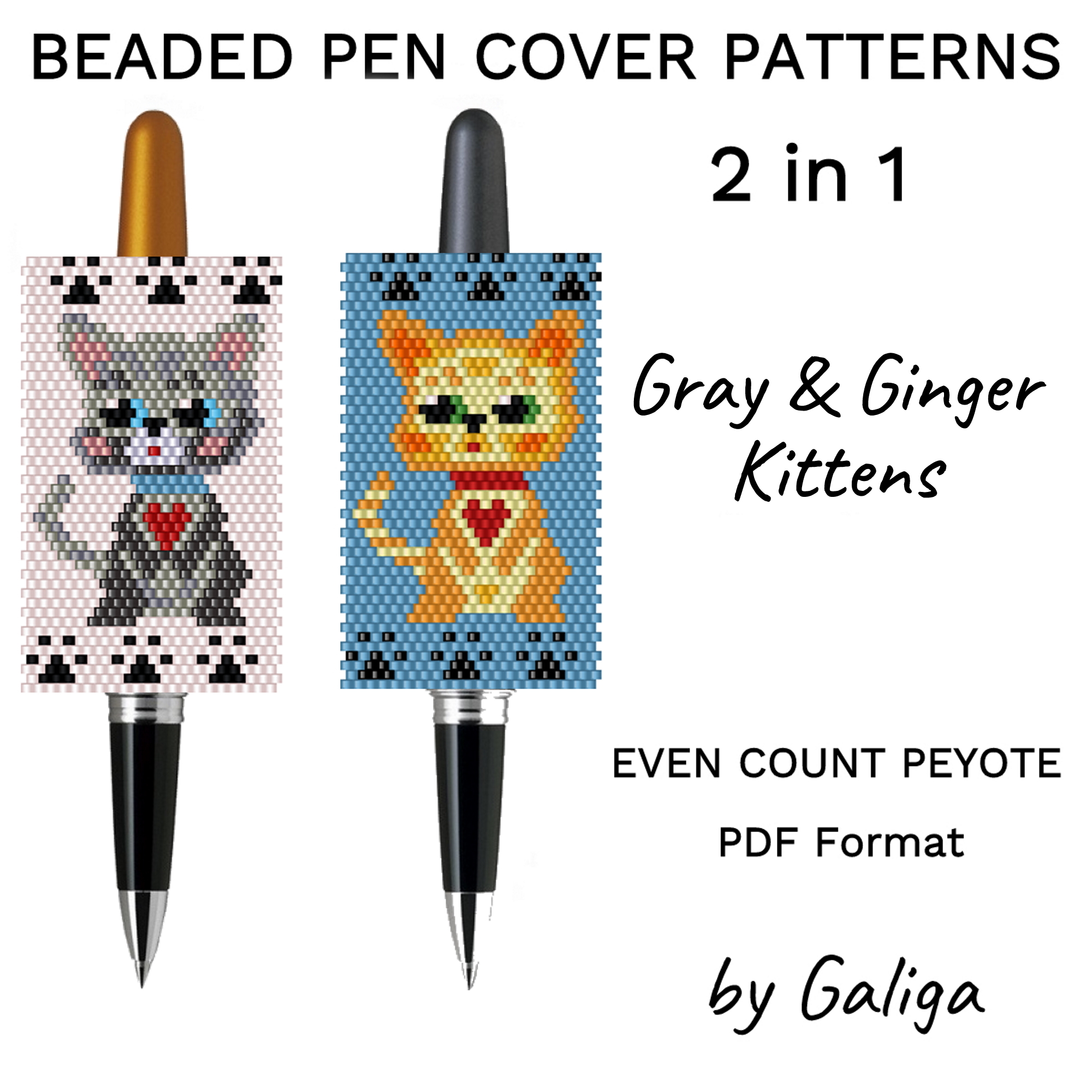 Kitten Pen Cover Patterns Cute Cat Beaded Crafts Seed Bead P | Inspire Uplift