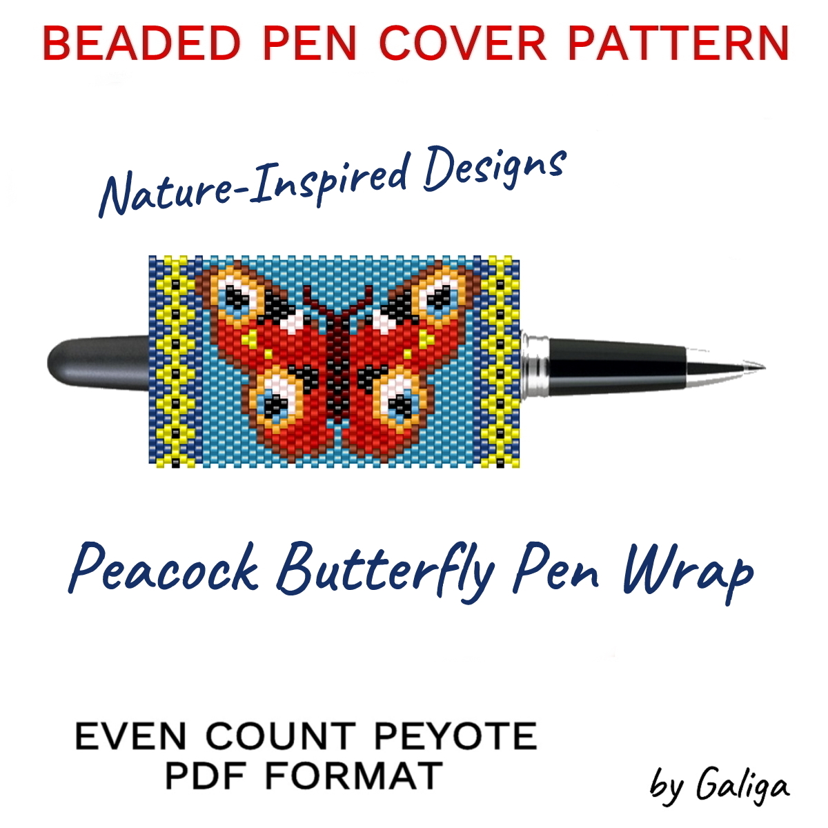 Peacock Butterfly Beaded Pen Wrap Pattern Colorful DIY Schoo | Inspire ...