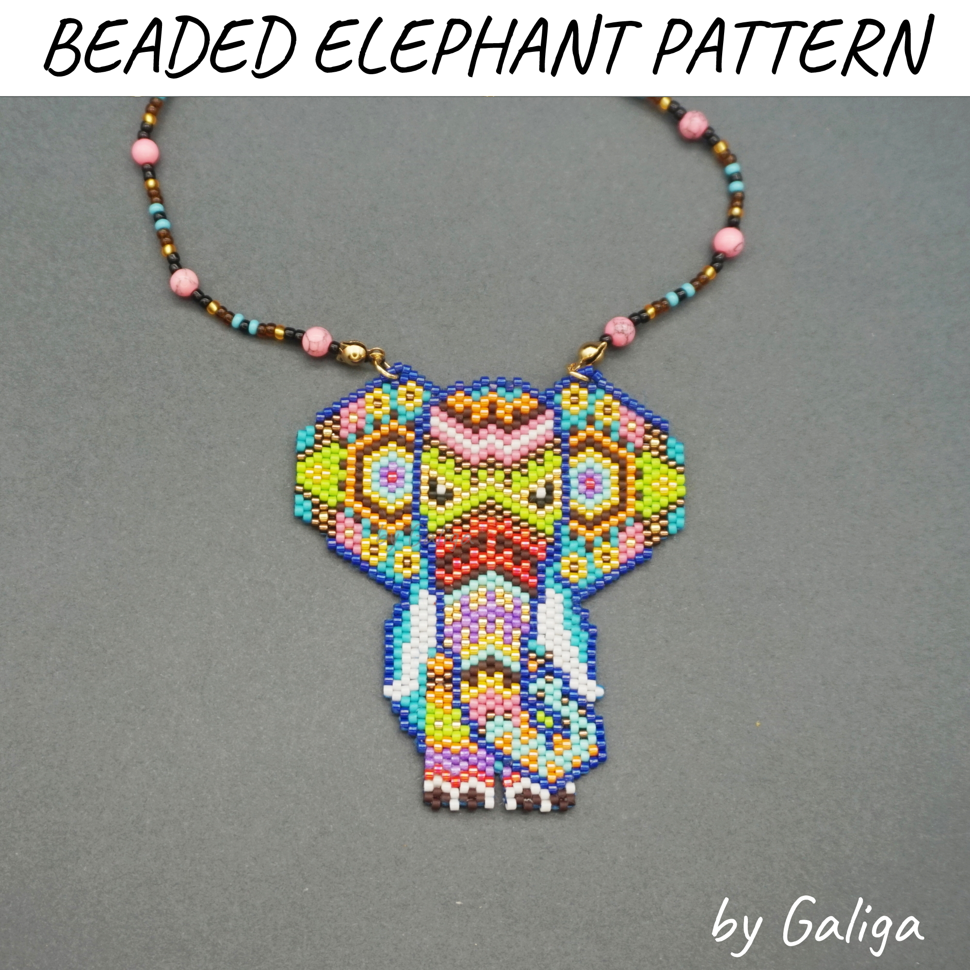 Elephant Beaded Pattern Design Beading Seed Bead Craft Ethni | Inspire ...