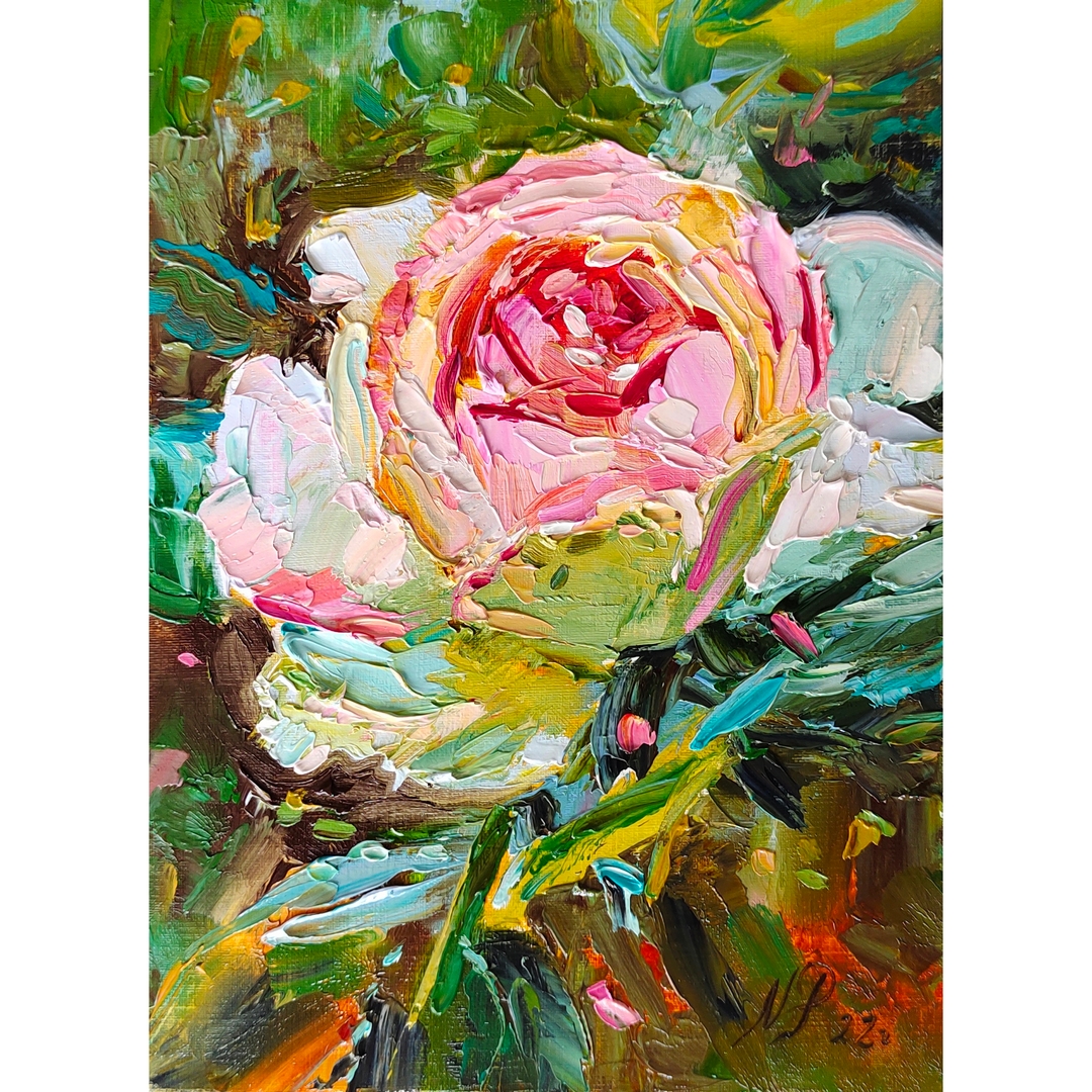 Pink Rose painting Floral original art 7 by 5 inches Flower | Inspire ...