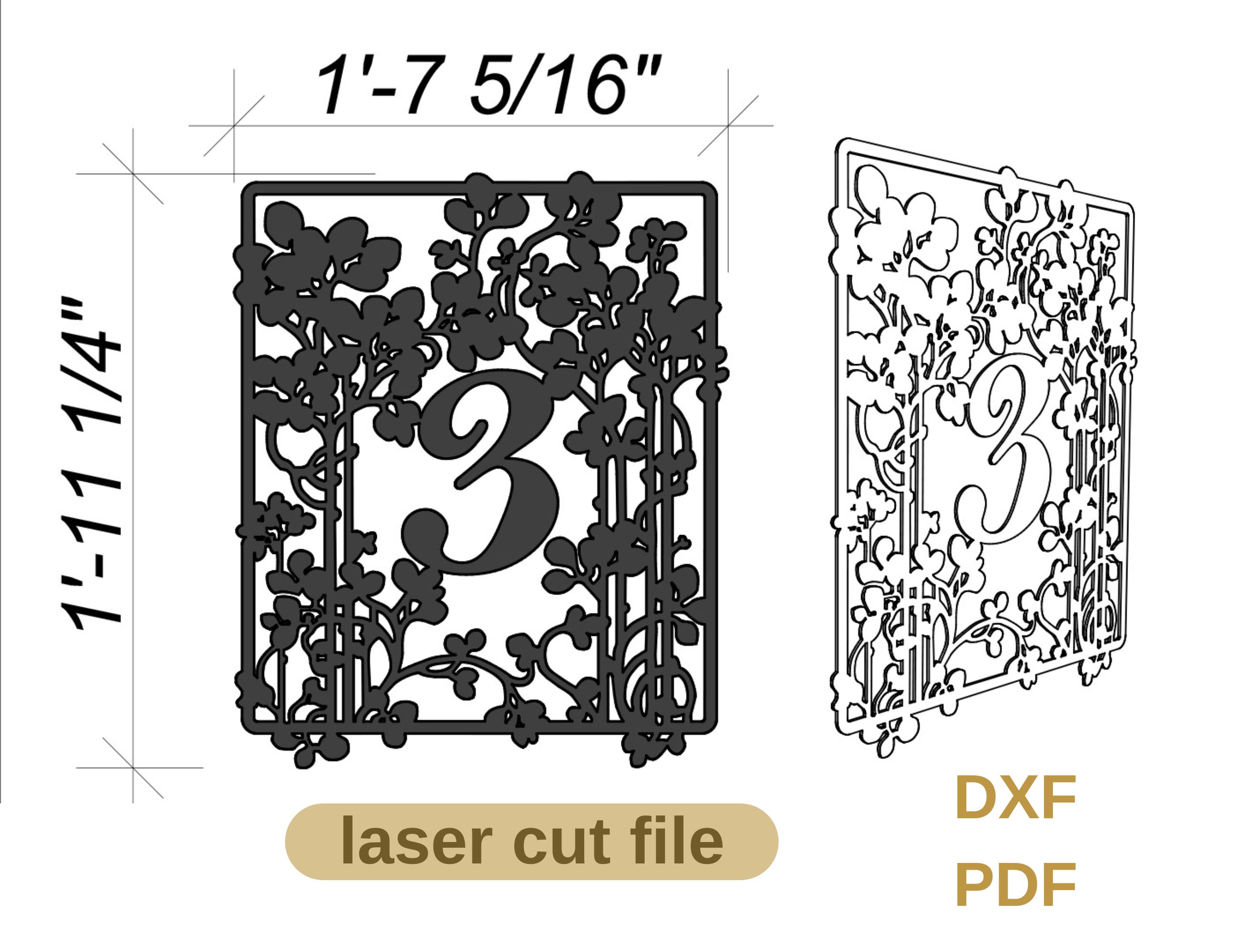 House number Laser cut file - DXF pdf for CNC -Digital downl | Inspire ...