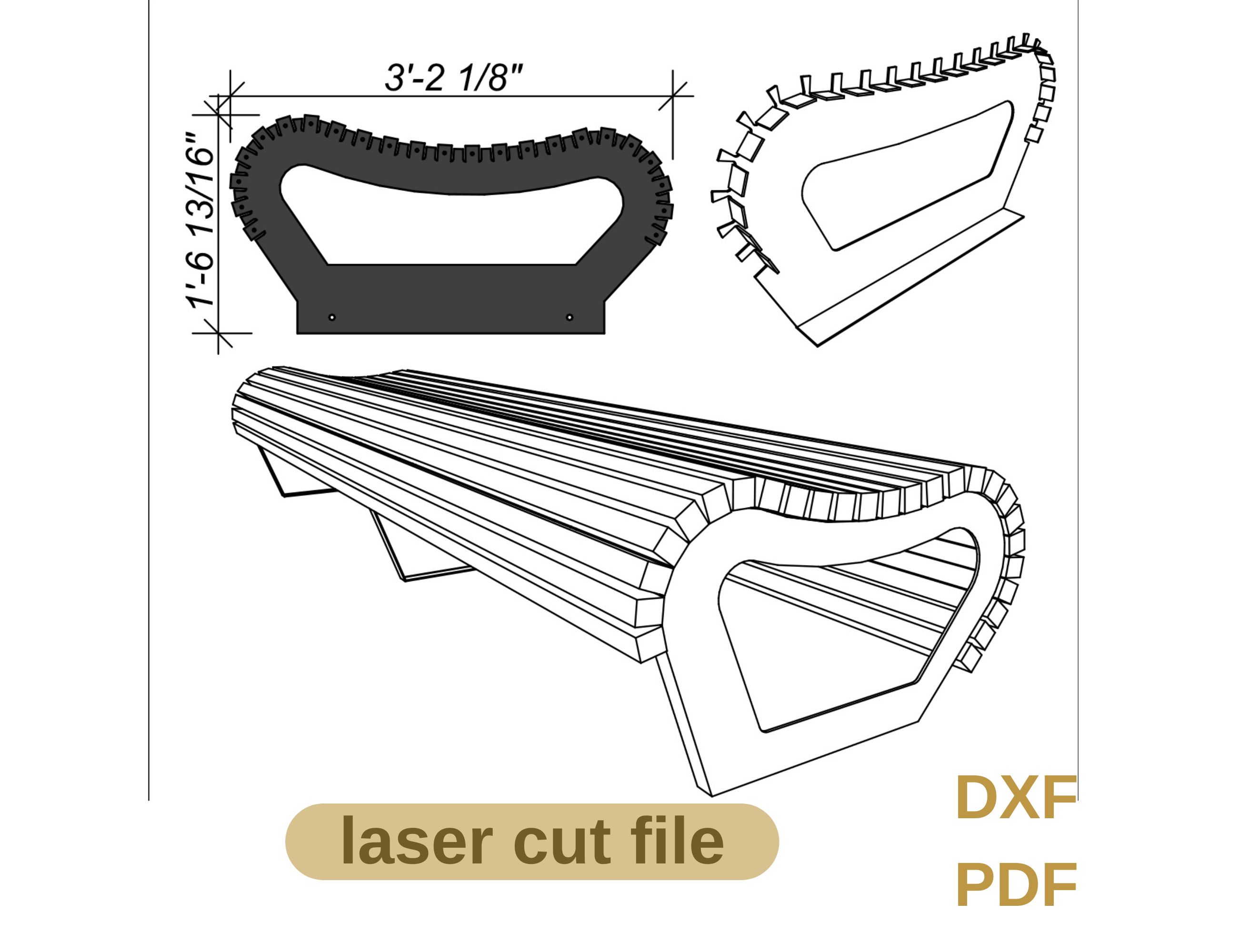 bench Laser cut file - DXF pdf for CNC -Digital download - H | Inspire ...