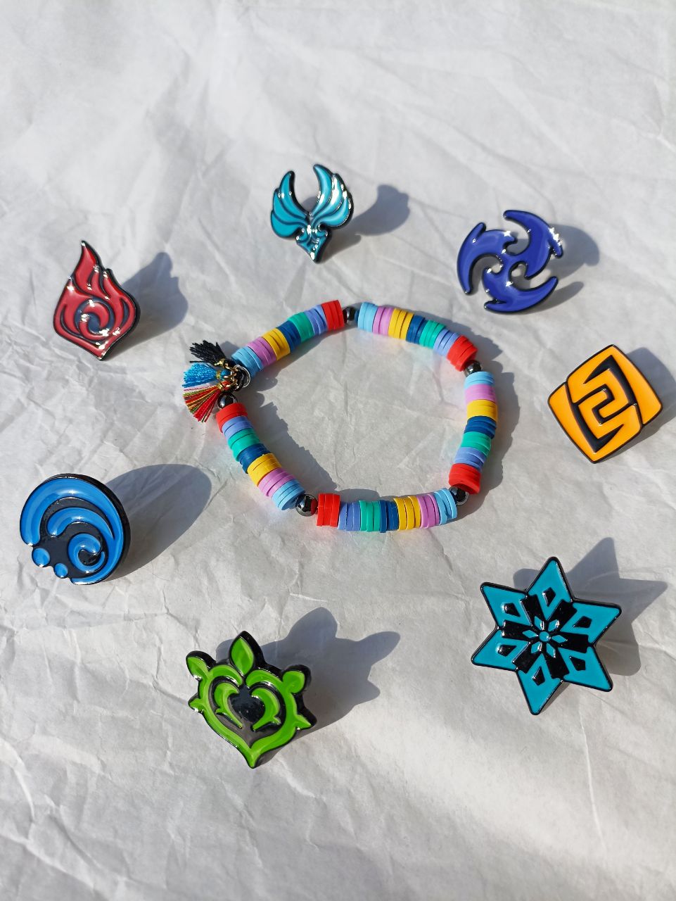 Genshin Impact set: 7 archon metal pins and bracelet | Inspire Uplift