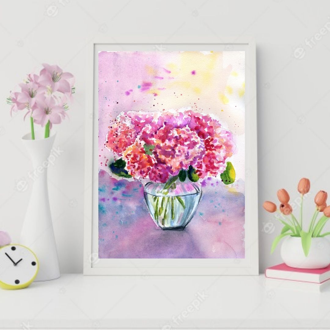 Watercolor painting 12*8" abstract flowers in a glass vase b | Inspire ...