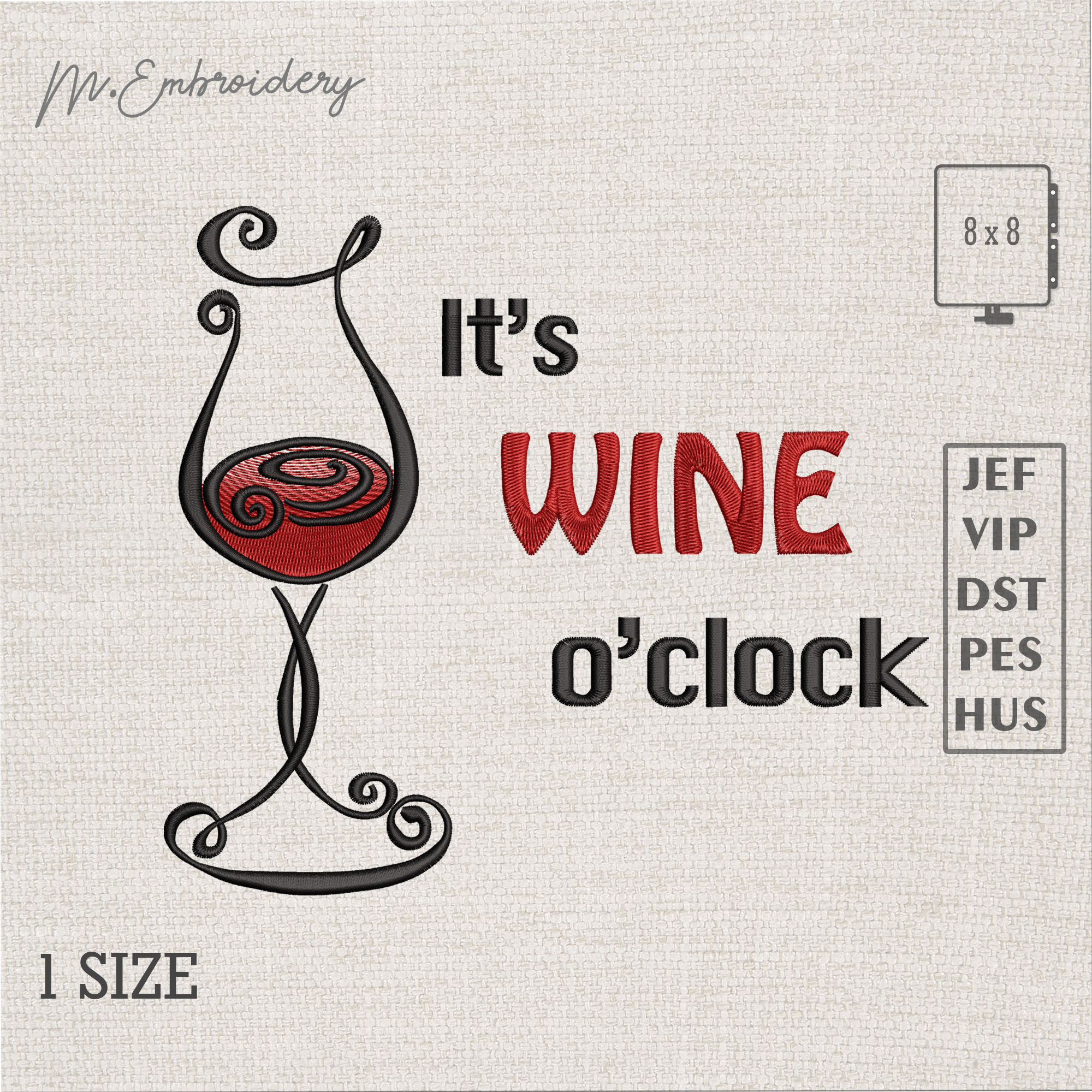 Its Wine oclock Machine Embroidery Design download | Inspire Uplift