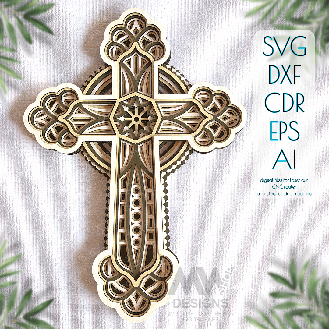 Multi layer Cross SVG DXF, 3D Cross SVG DXF, Layered Cross, | Inspire ...