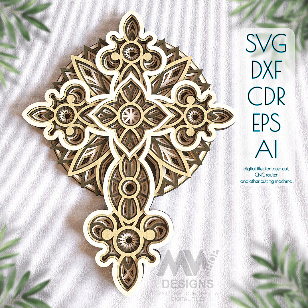 Laser cut Christian Cross SVG Cut File, 3D Cross SVG DXF, La | Inspire ...