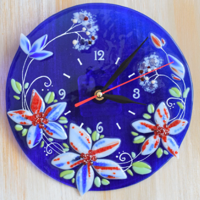 Flower wall clock - Fused glass clock for living room - Fuse | Inspire ...