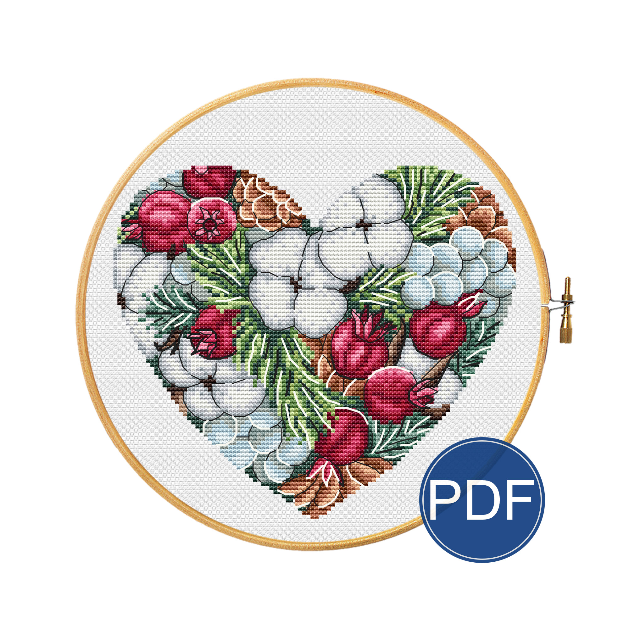 January heart for cross stitch pattern | Inspire Uplift