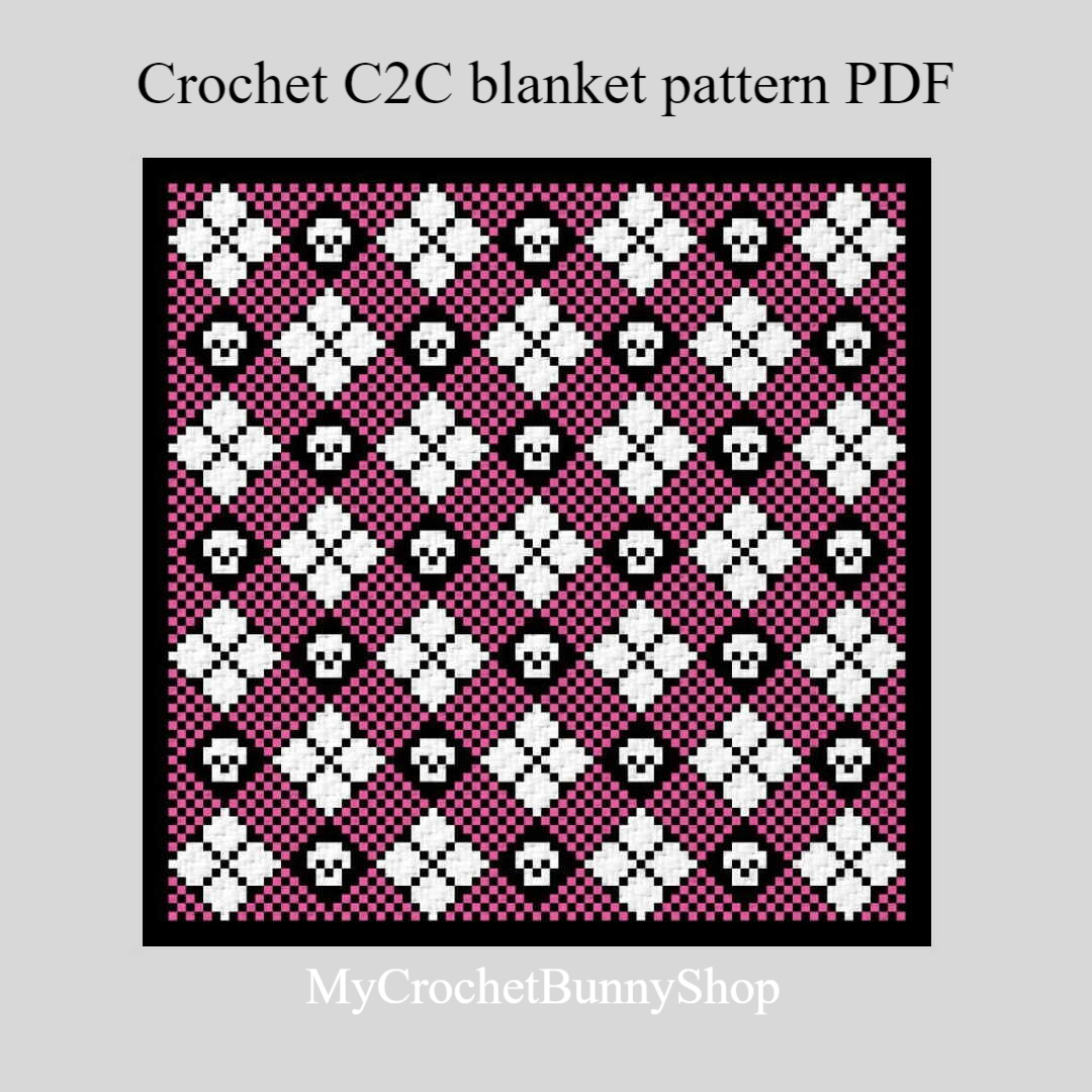 Crochet C2C Buffalo Plaid Rhombus Skulls blanket-2 pattern P | Inspire ...