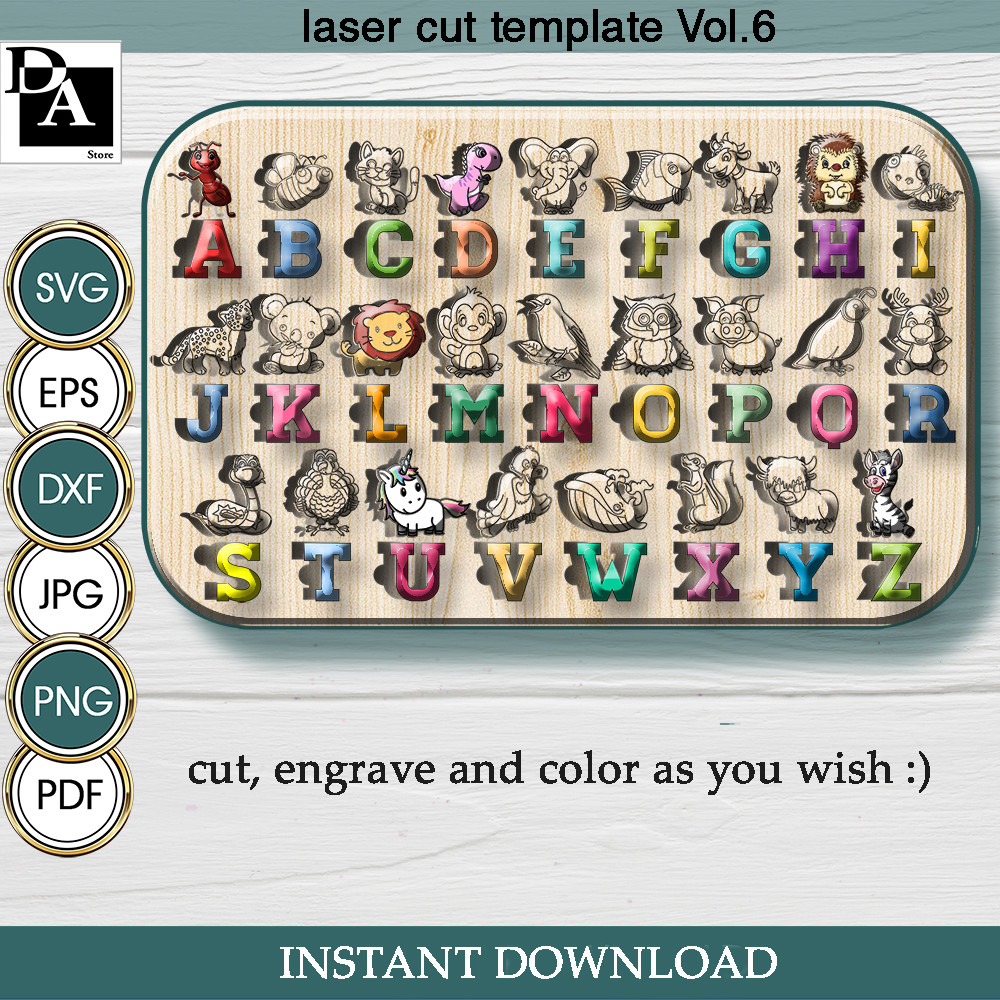 Alphabet animal puzzle Svg Alphabet puzzle svg Montessori AB | Inspire ...