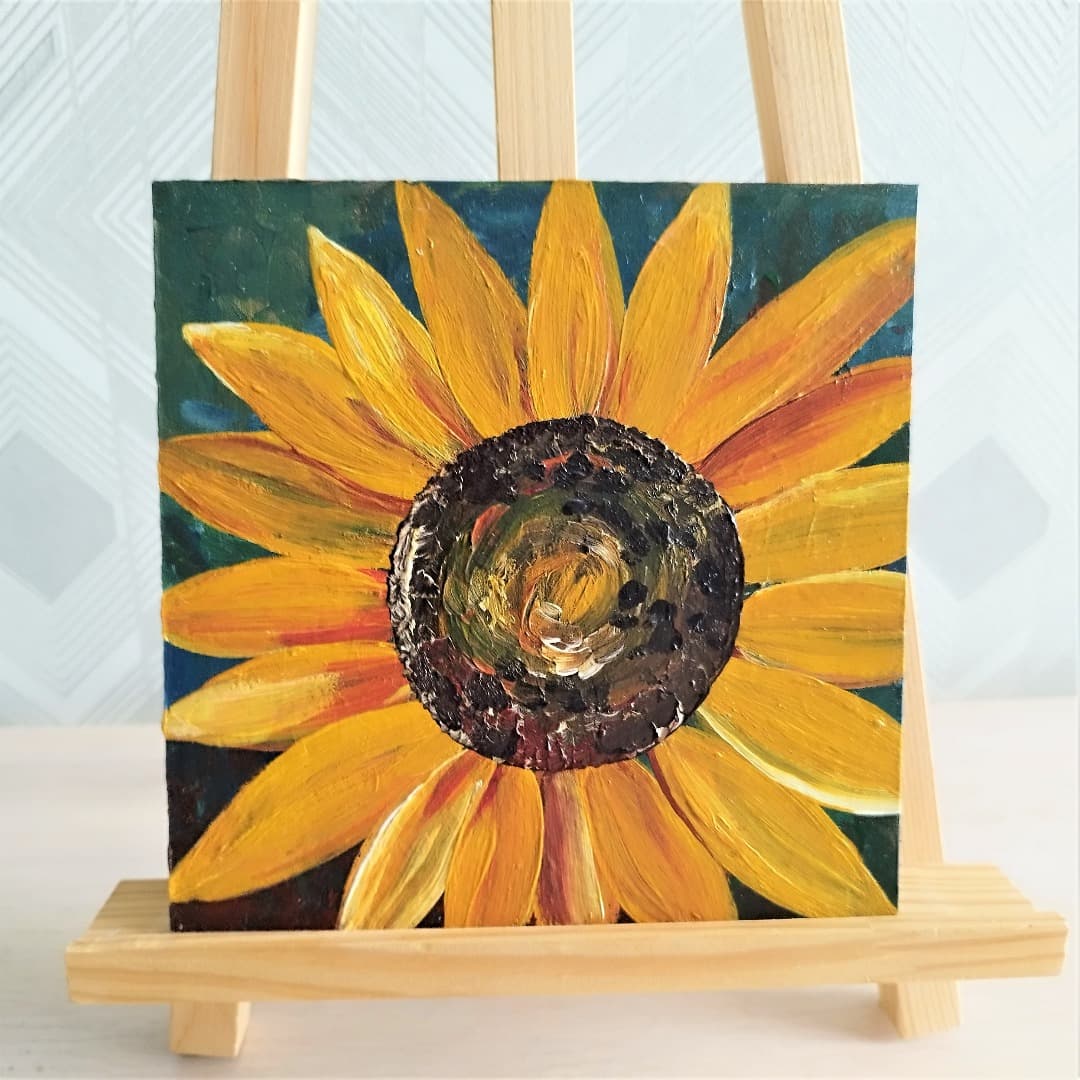 1 sunflower wall art flower painting acrylic | Inspire Uplift