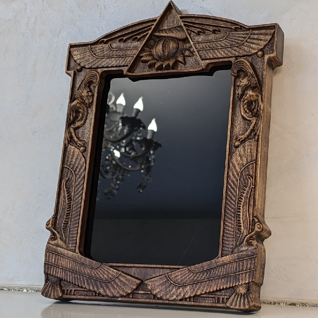 Black scrying mirror Wall mirror décor Witch mirror Natural | Inspire ...