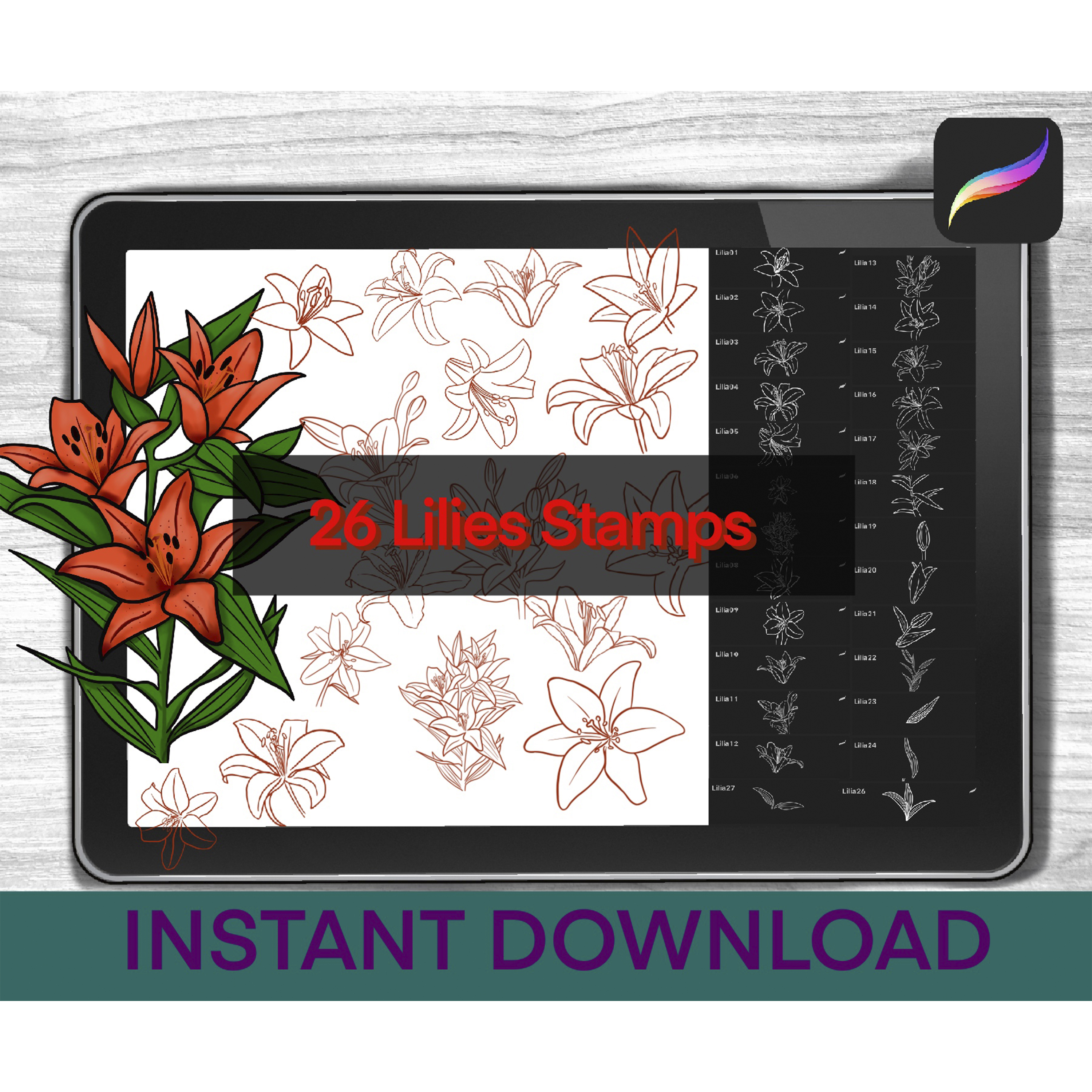 Lily Brushes Procreate Stamps Procreate | Inspire Uplift