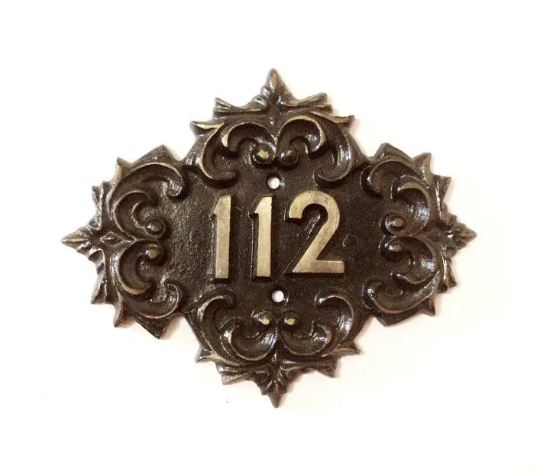 Cast iron address number plaque 112 old fashioned apartment - Inspire ...