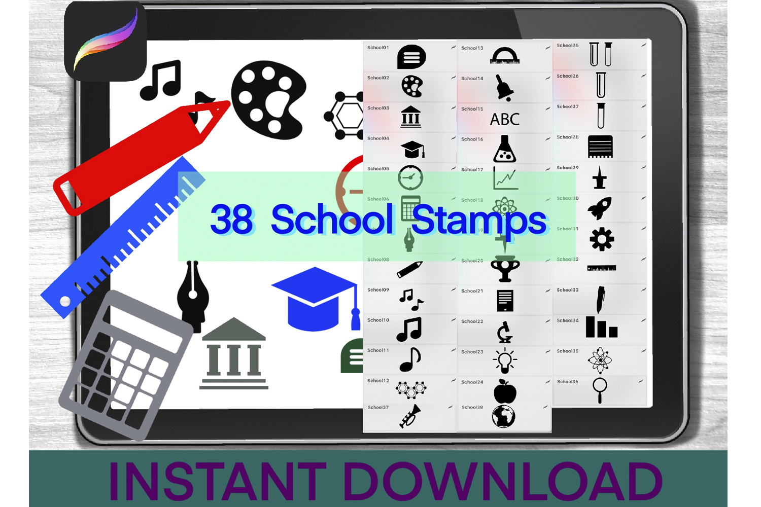 School Brushes Procreate Stamps | Inspire Uplift