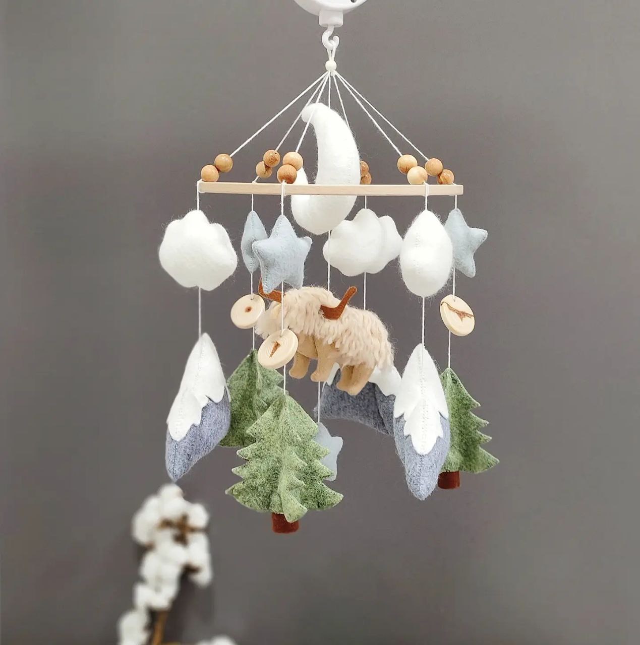 Baby mobile crib Musical Hairy cow mobile boy Nursery mobile | Inspire ...