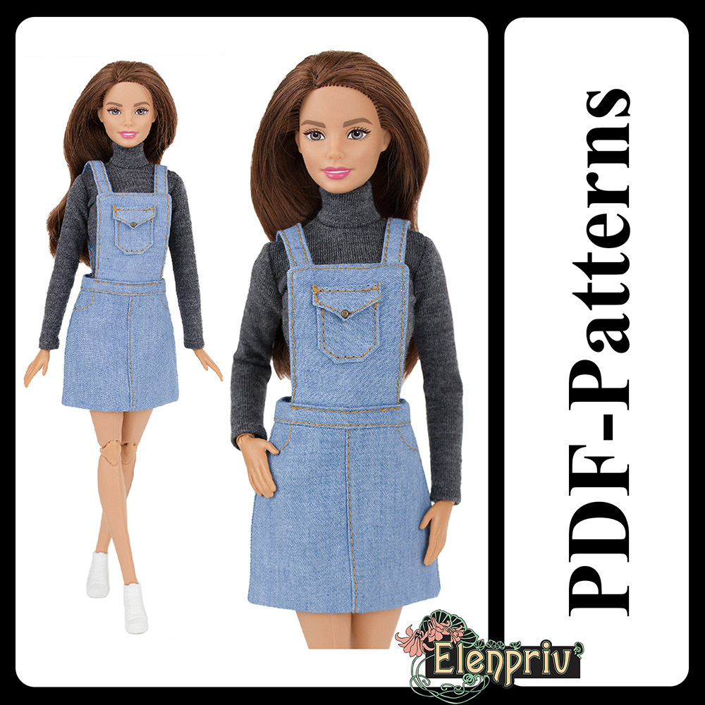 PDF Pattern Denim short sundress for 11 1/2 Poppy Parker, Pi | Inspire ...