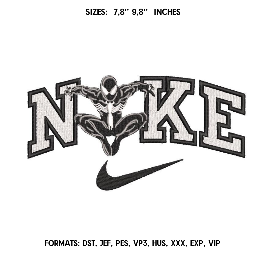 Nike Black Spiderman Embroidery design file pes. Anime embr - Inspire ...