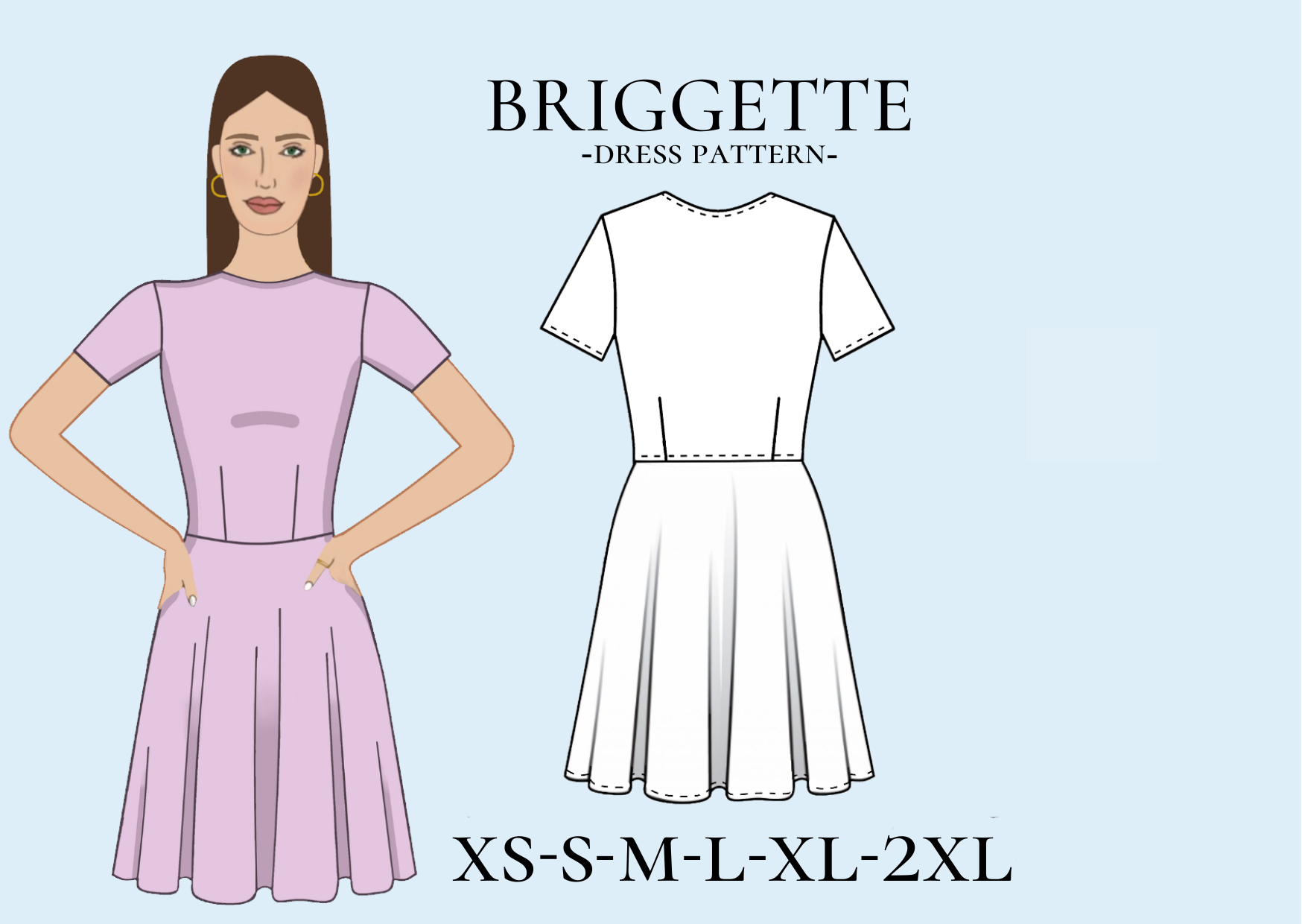 Dress PDF Pattern sewing patterns Basic PDF Woman dress pdf | Inspire ...