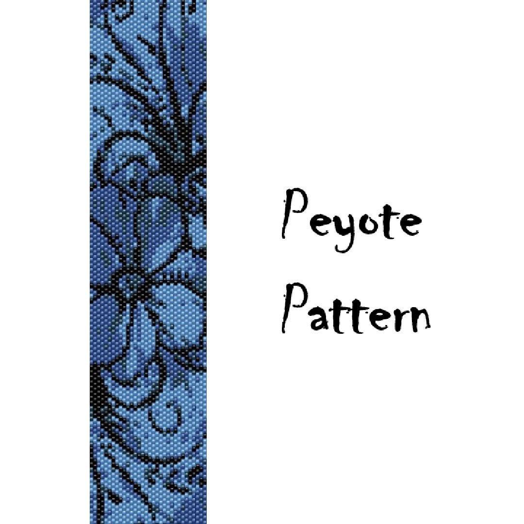 Blue Flower Peyote Beading Pattern, Seed Bead Bracelet, Peyo | Inspire ...