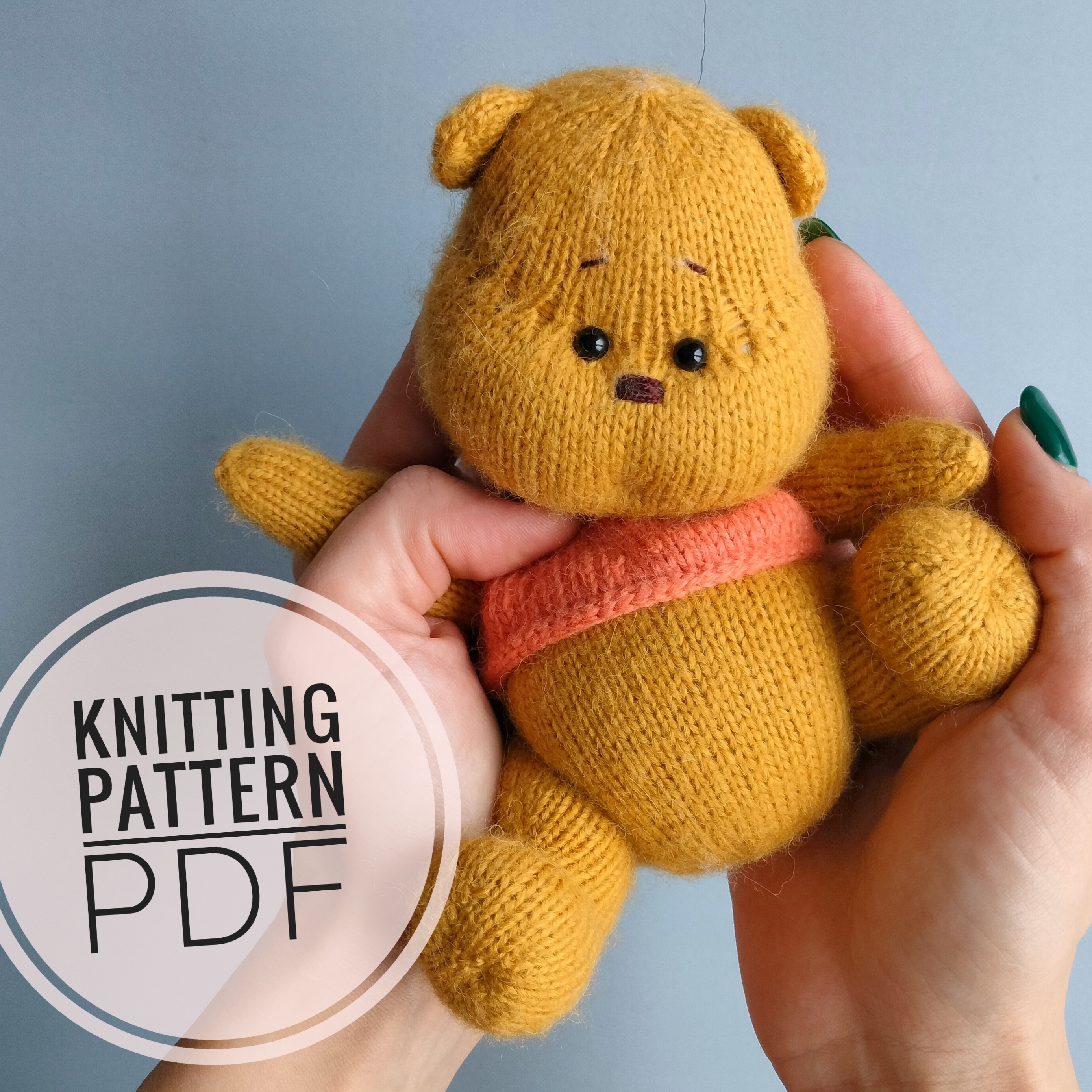 Pattern Teddy bear with knitting needles, Winnie Pooh knitte | Inspire ...