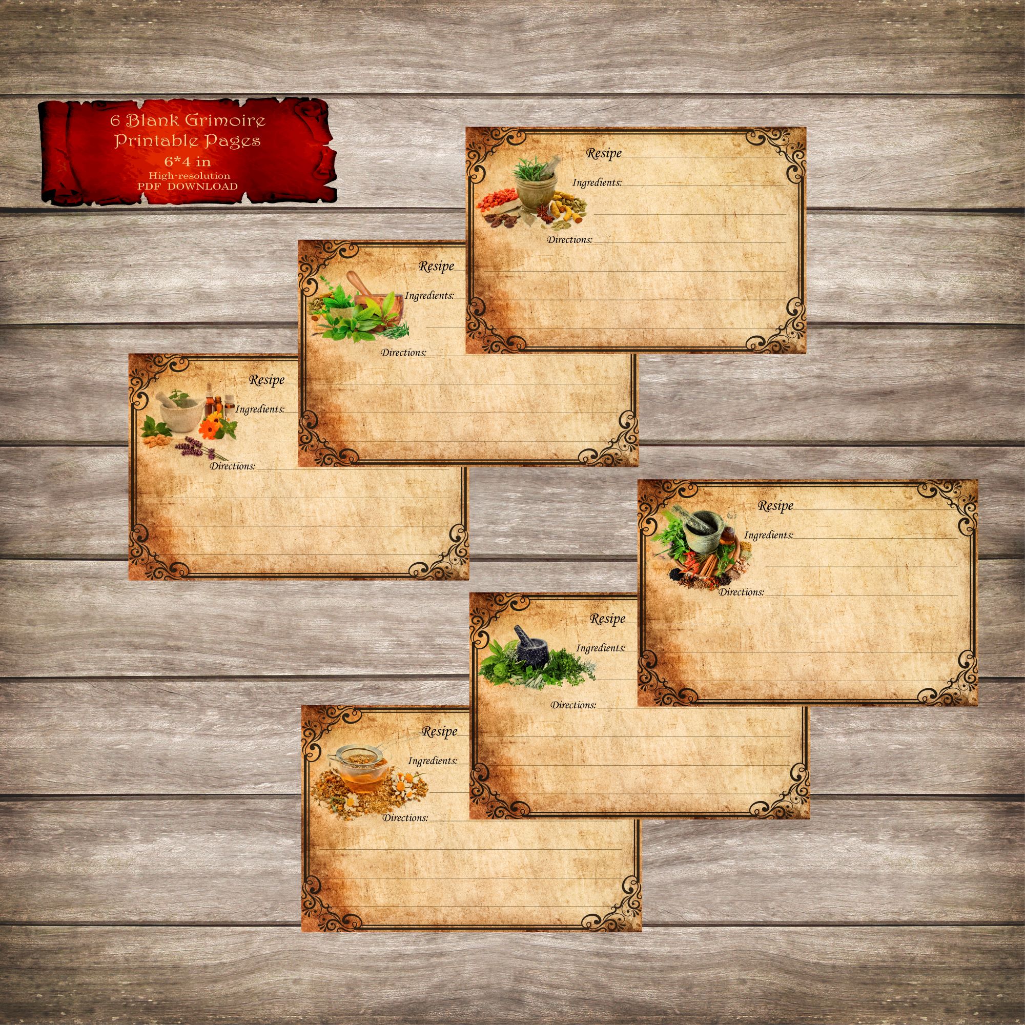 KITCHEN WITCH, Recipe Cards, Witchcraft Recipe Cards - Inspire Uplift