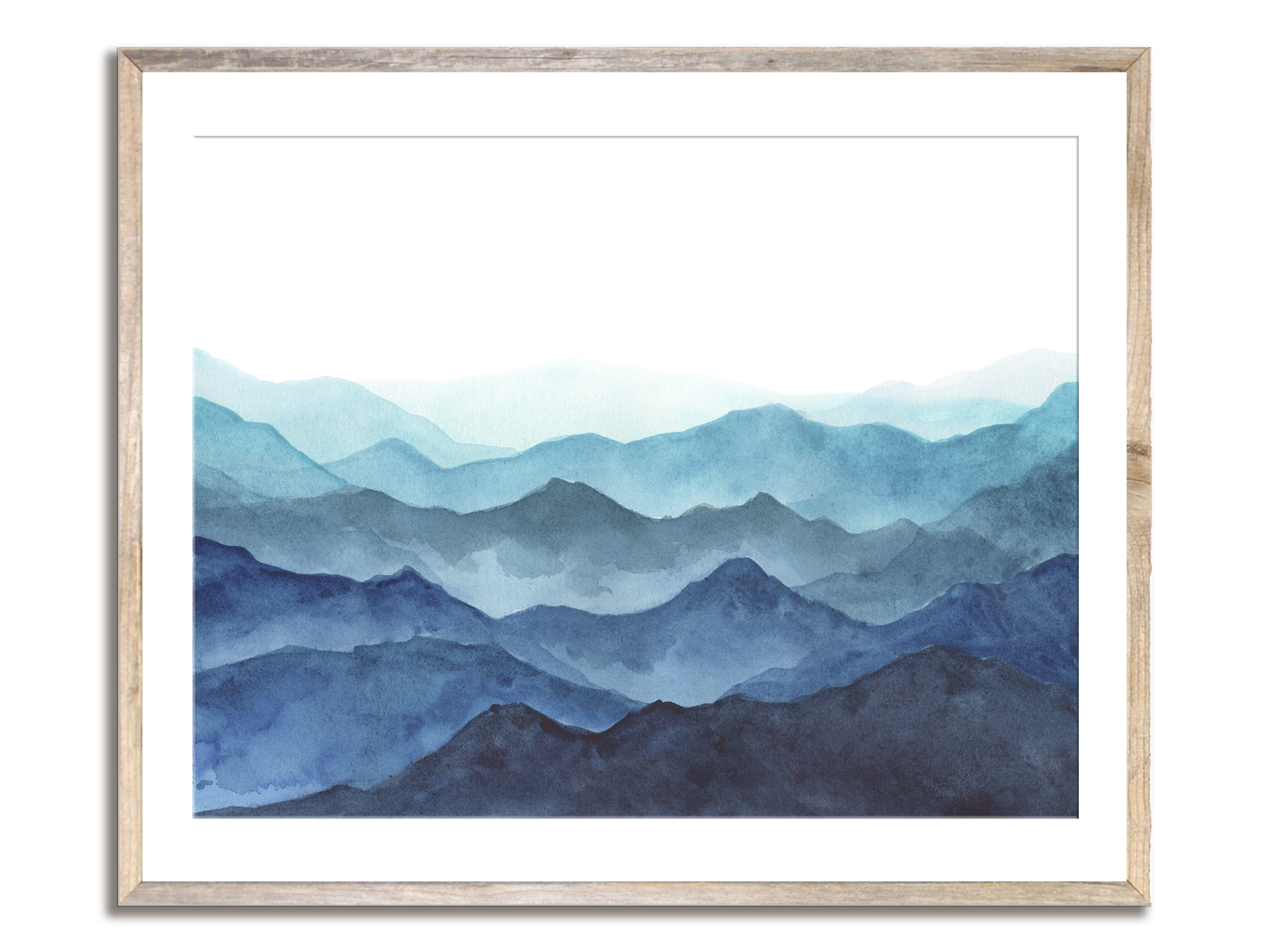Blue Ridge Mountains Art Print Smoky Mountains Watercolor - Inspire Uplift