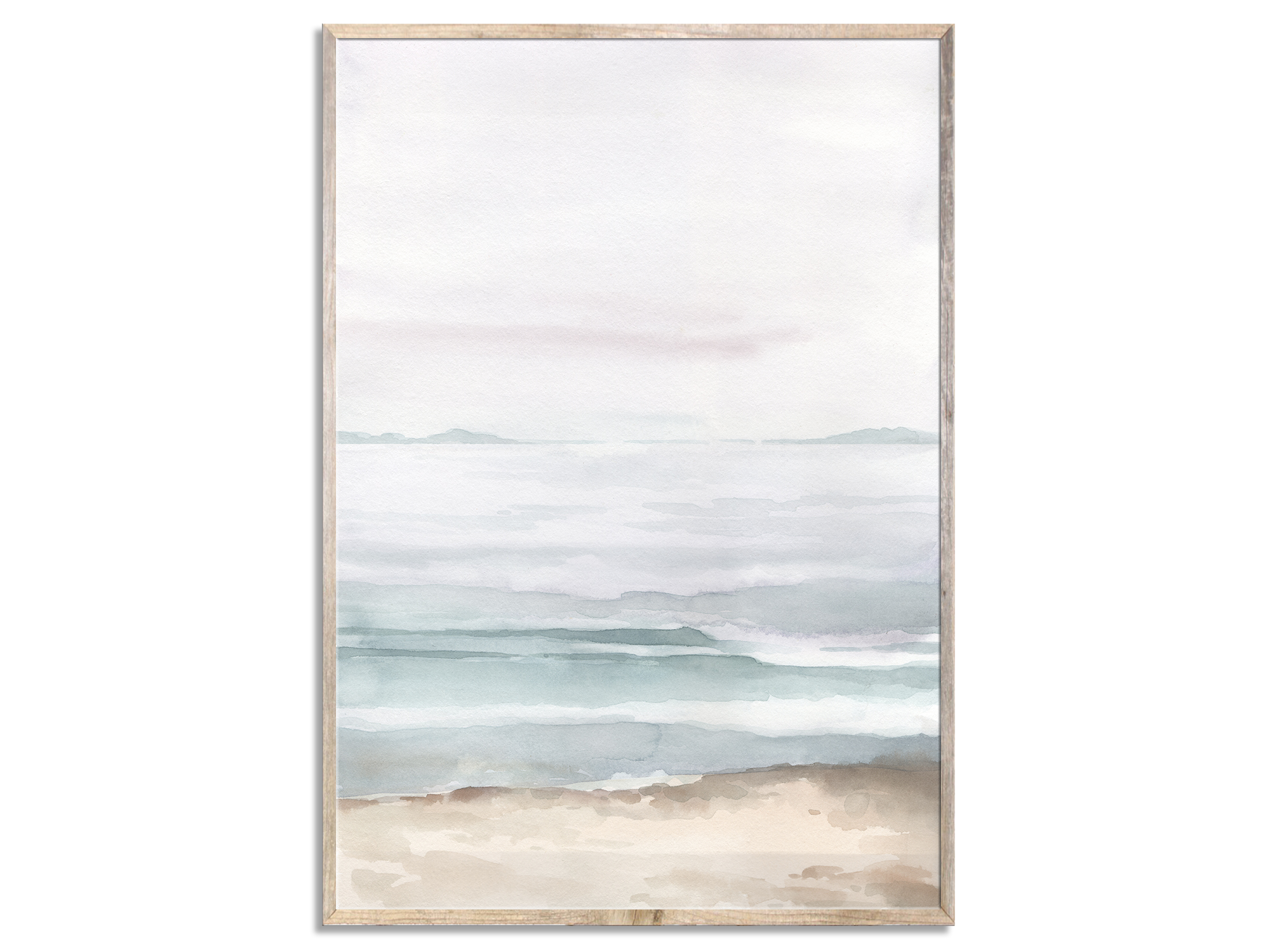 Neutral Coastal Landscape Art Print Beach Watercolor | Inspire Uplift