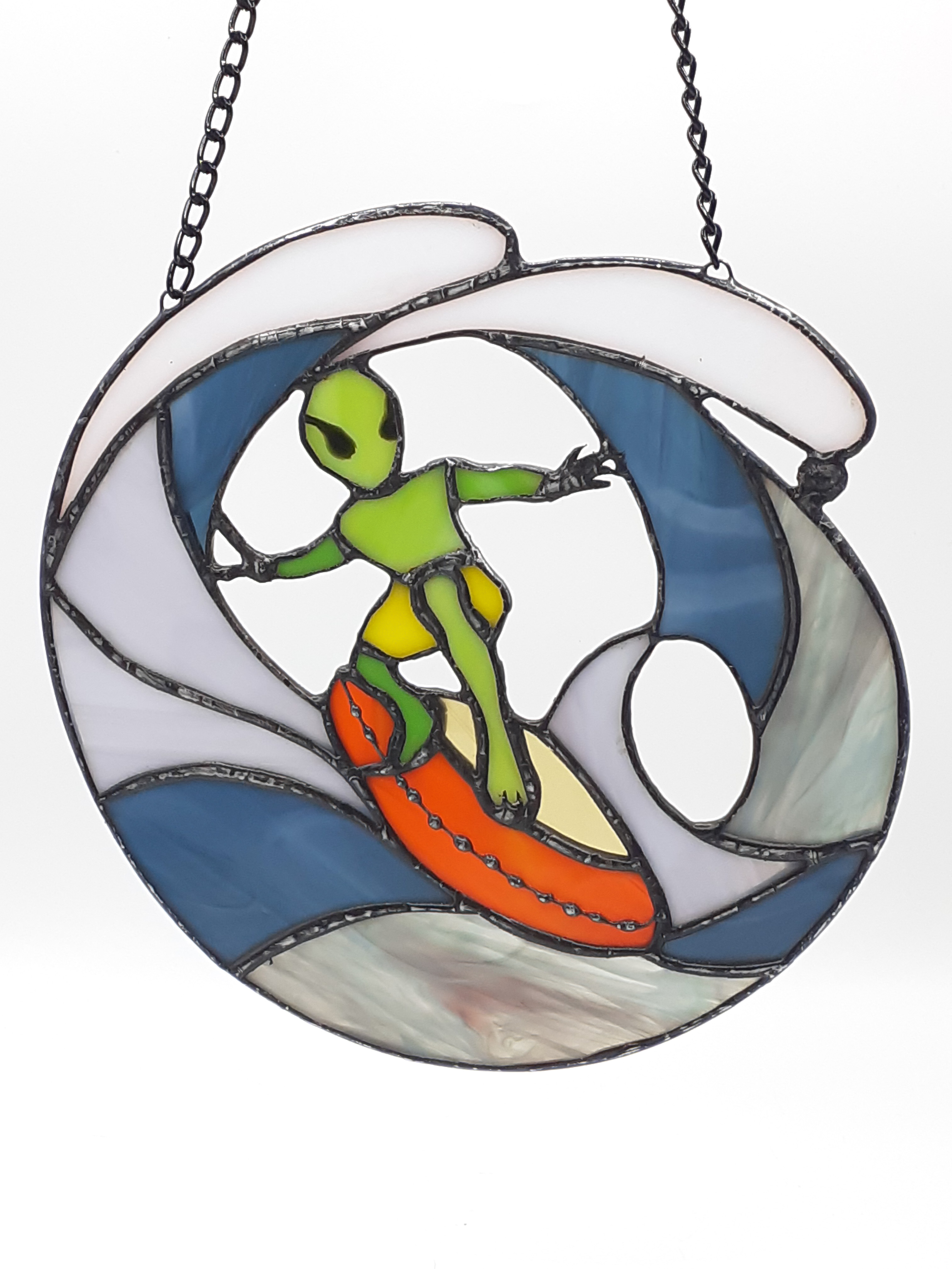Ufo Suncatcher Ufo Stained Glass Stained Glass Window Hang Inspire