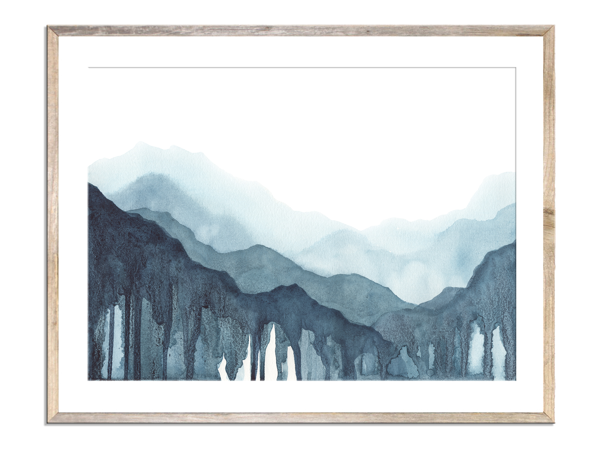 Blue Mountains Art Print Smoky Mountains Watercolor Painting | Inspire ...