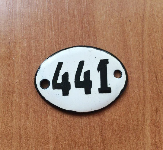 Enamel metal apt number sign 441 small address vintage door | Inspire ...