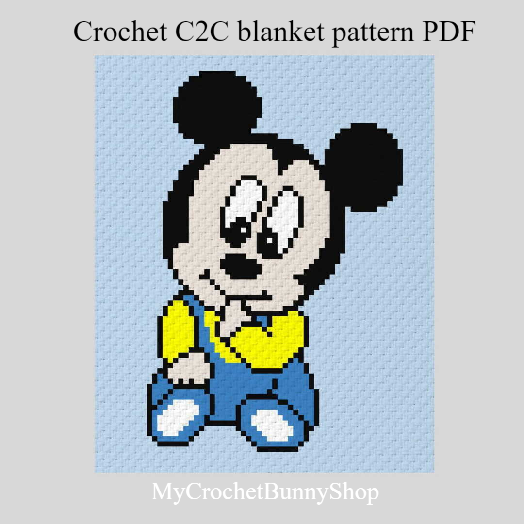 Crochet C2C Mickey Mouse baby blanket pattern PDF | Inspire Uplift