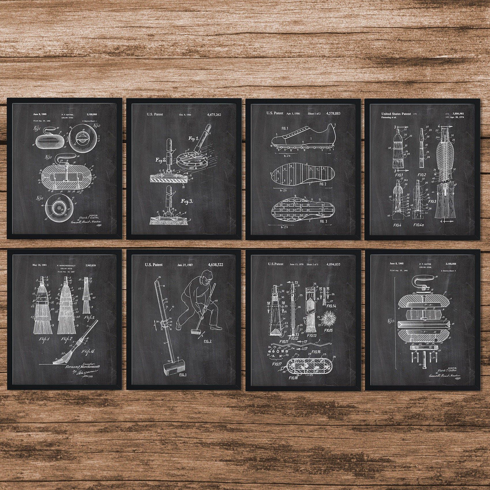 Curling Patent Print Set of 8, Curling Stone Poster, Curlin - Inspire ...