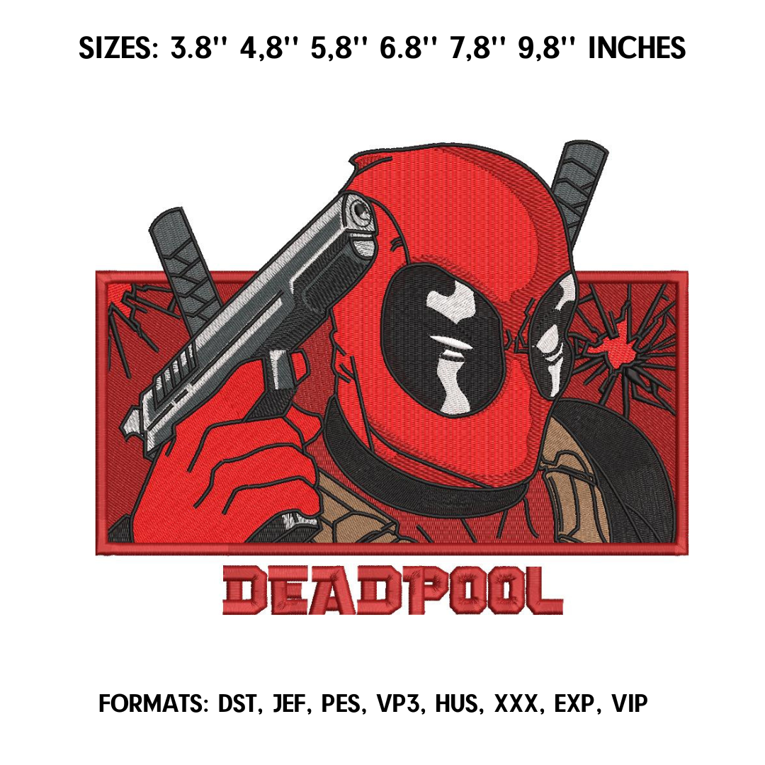 Deadpool Embroidery Design File/ Marvel Anime Embroidery Des - Inspire ...